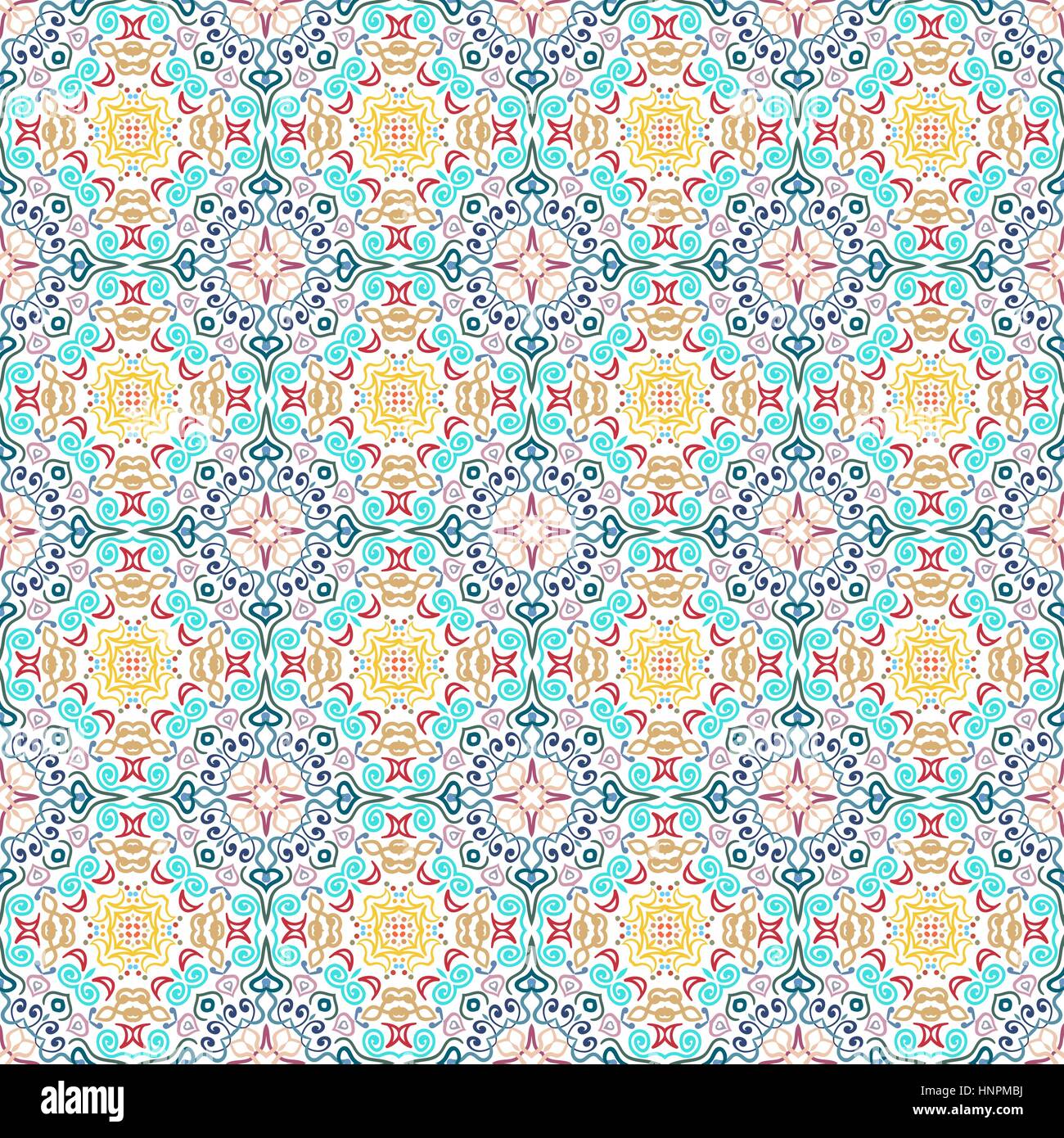 Floral Pattern Blue Yellow Curvy Elements Stock Vector Image & Art - Alamy