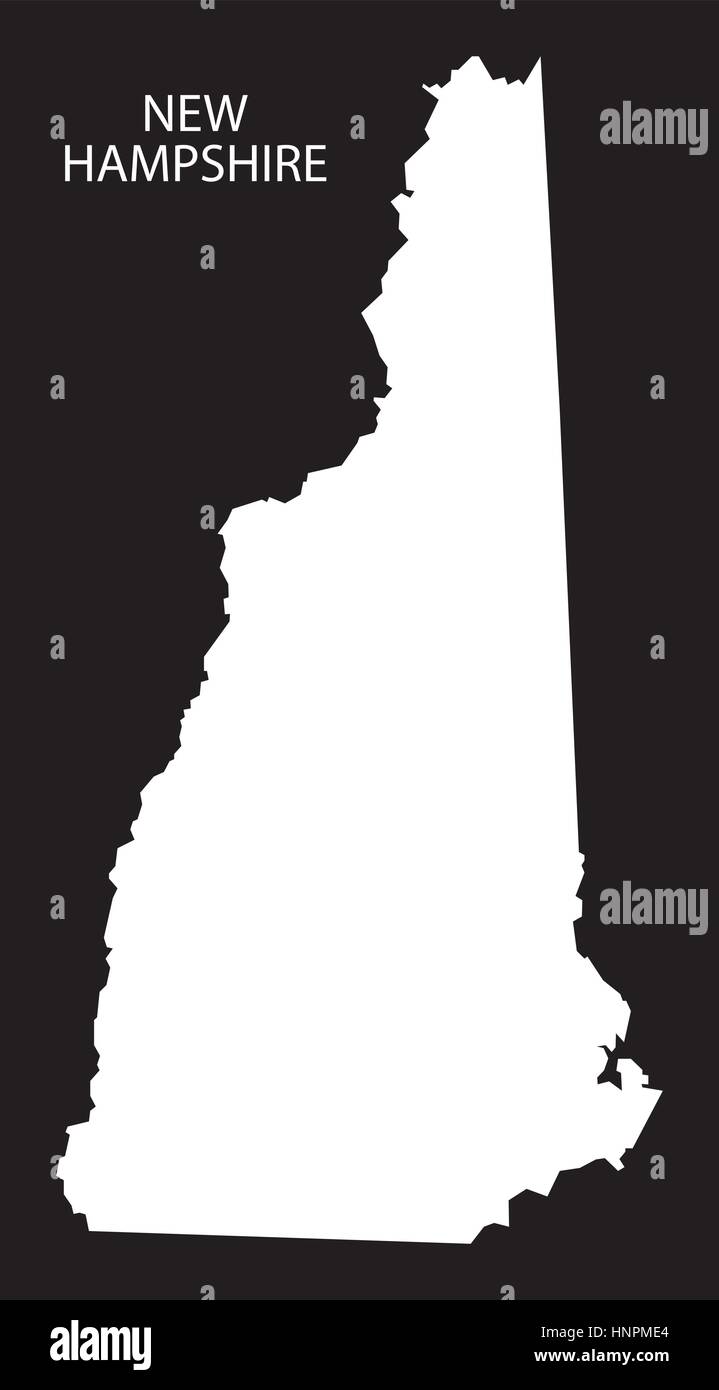 New Hampshire USA Map black inverted silhouette Stock Vector Image ...
