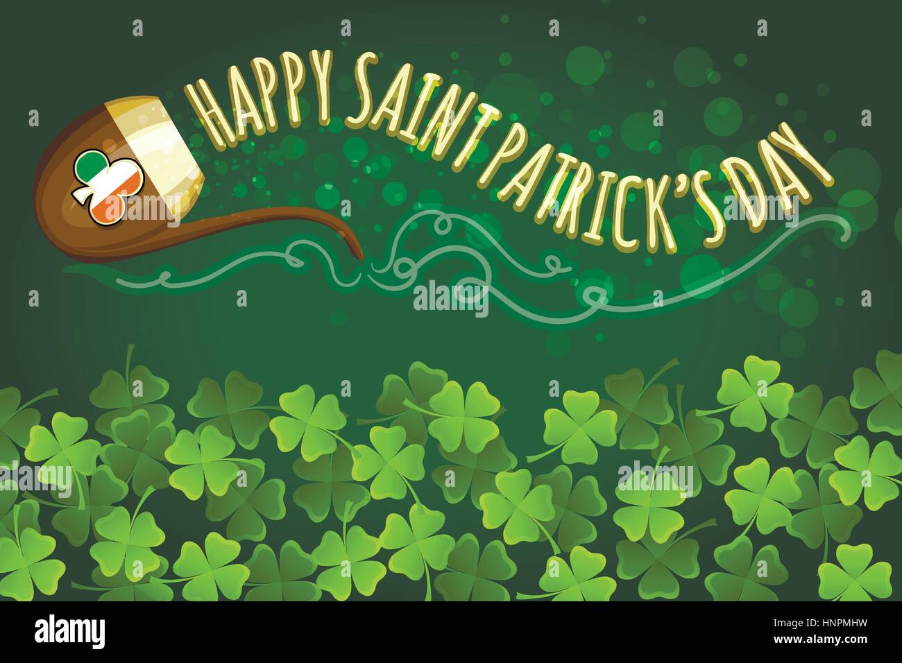 St.Patrick's Day background with smoking pipe and shamrock pattern ...