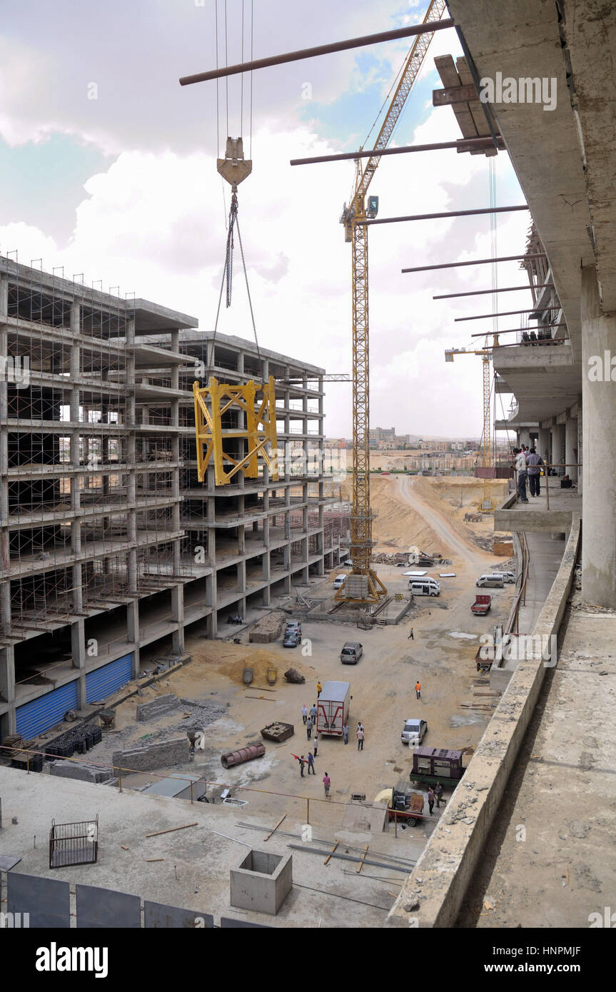Cairo, Egypt -- New building and office construction in the 6th of ...