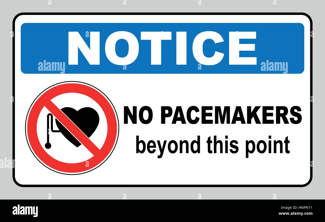 No access with cardiac pacemaker sign in red circle prohibition symbol ...
