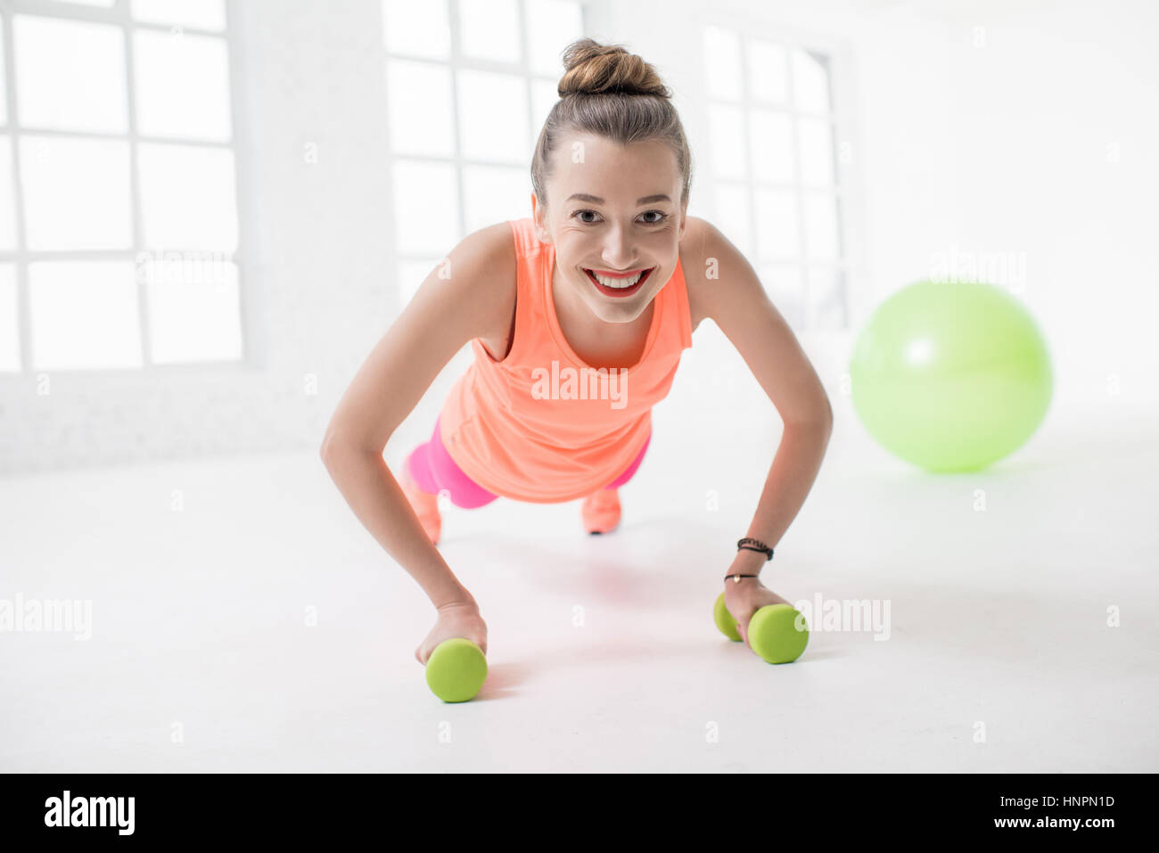 Woman exercise ball push ups hi-res stock photography and images - Alamy