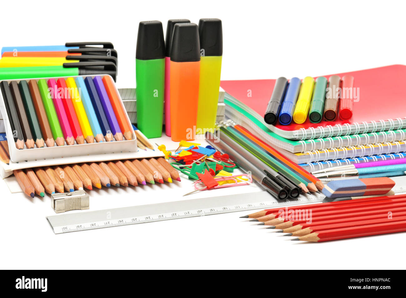 stationery isolated on a white background Stock Photo - Alamy