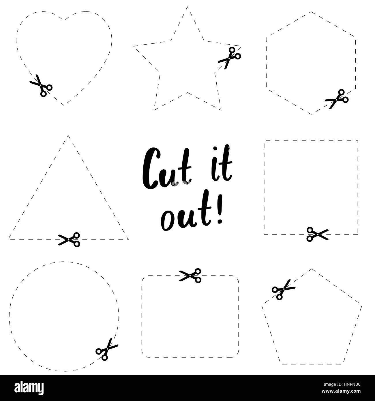Cut it out flat geometric shapes template. The scissors icon. Cut here ...
