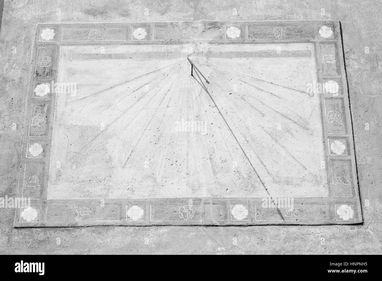 in italy sundial and gnomon antique historical medieval decoration wall ...
