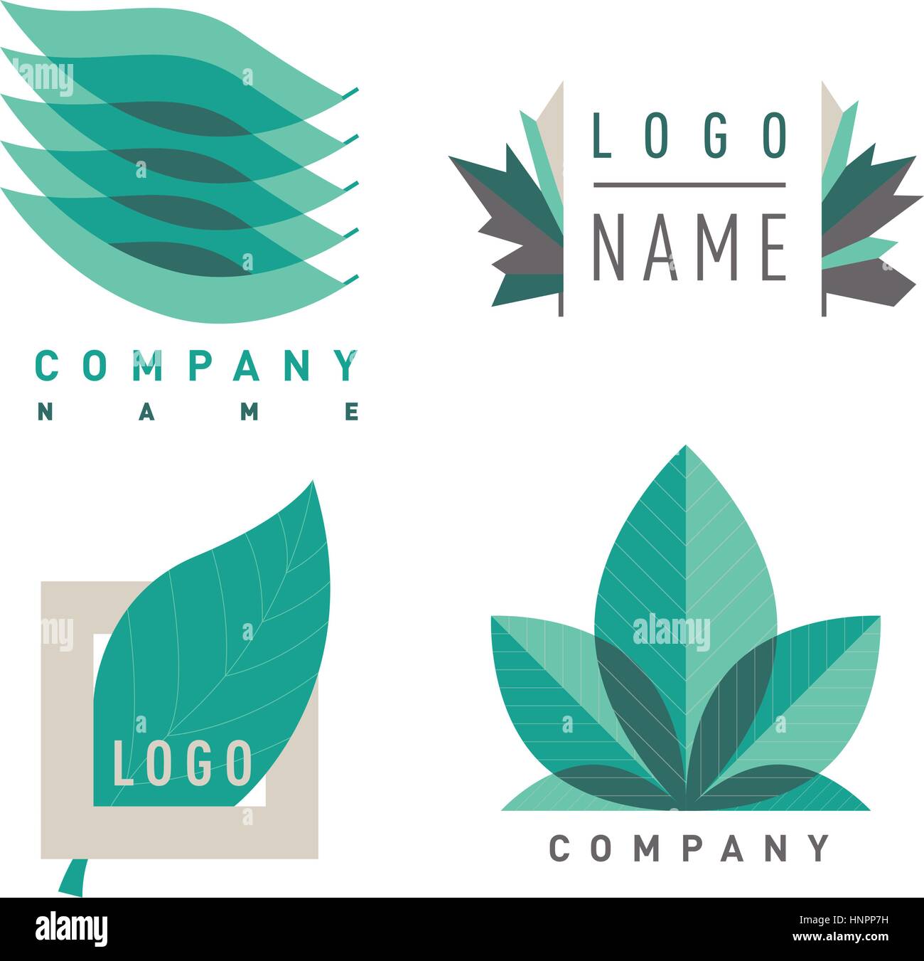 Green leaf logotipes set Stock Vector Image & Art - Alamy