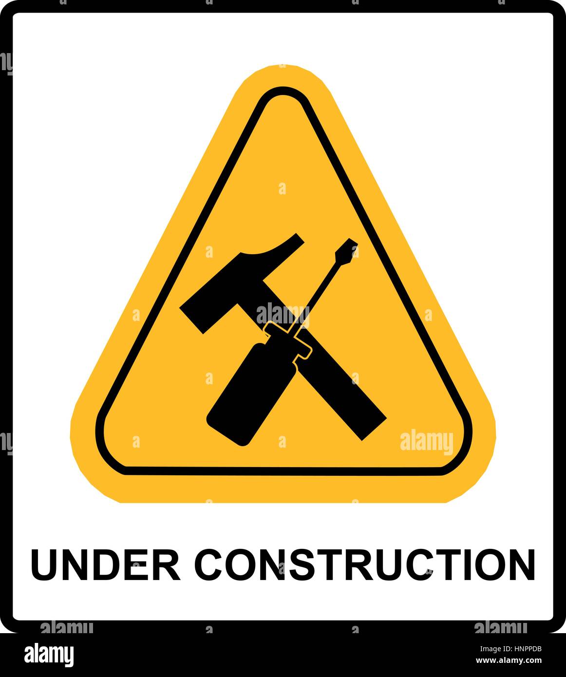 Vector sign area under construction. Warning symbol in yellow triangle ...
