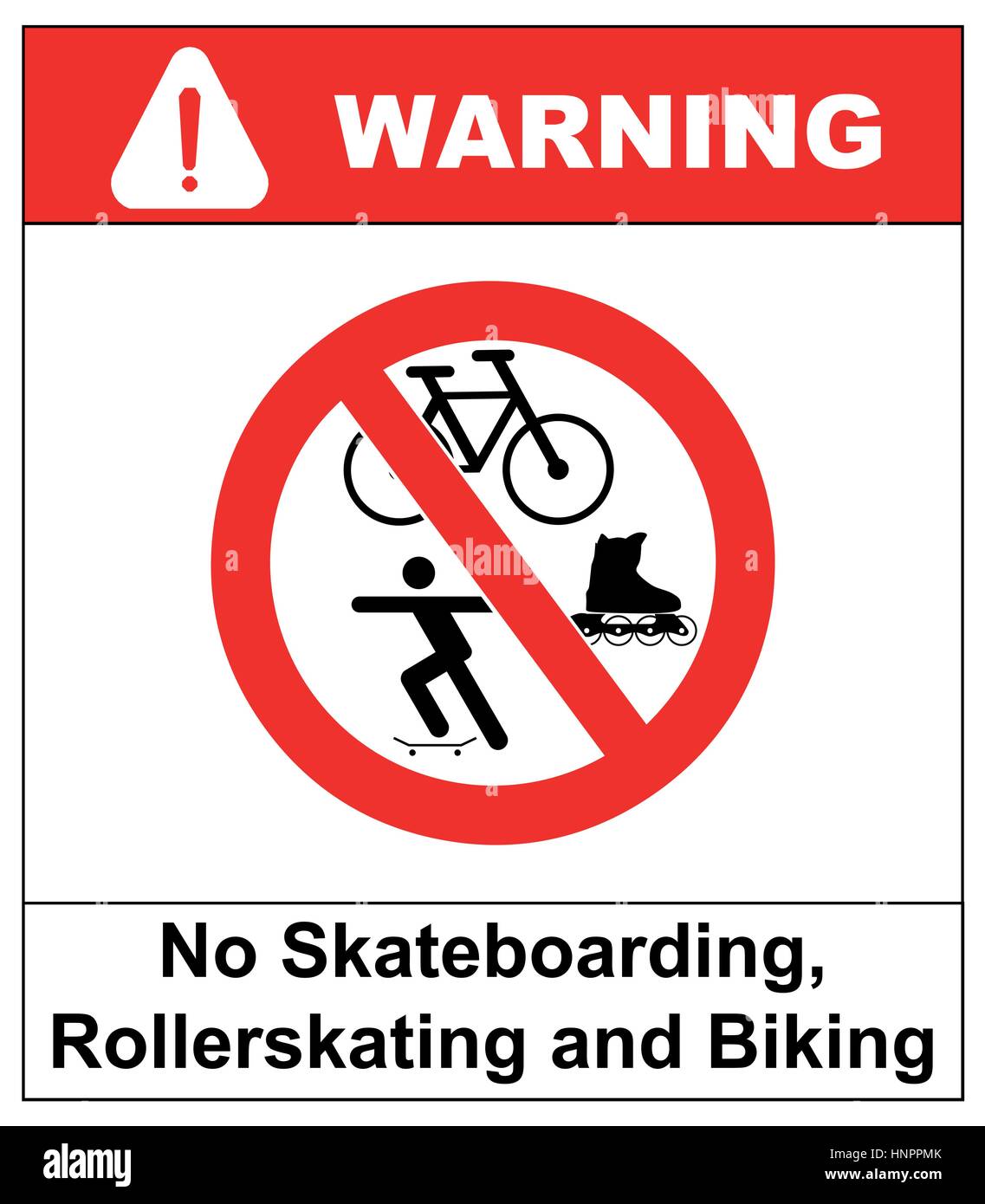 No roller blade, scooter, roller, skater or skating signs in red ...