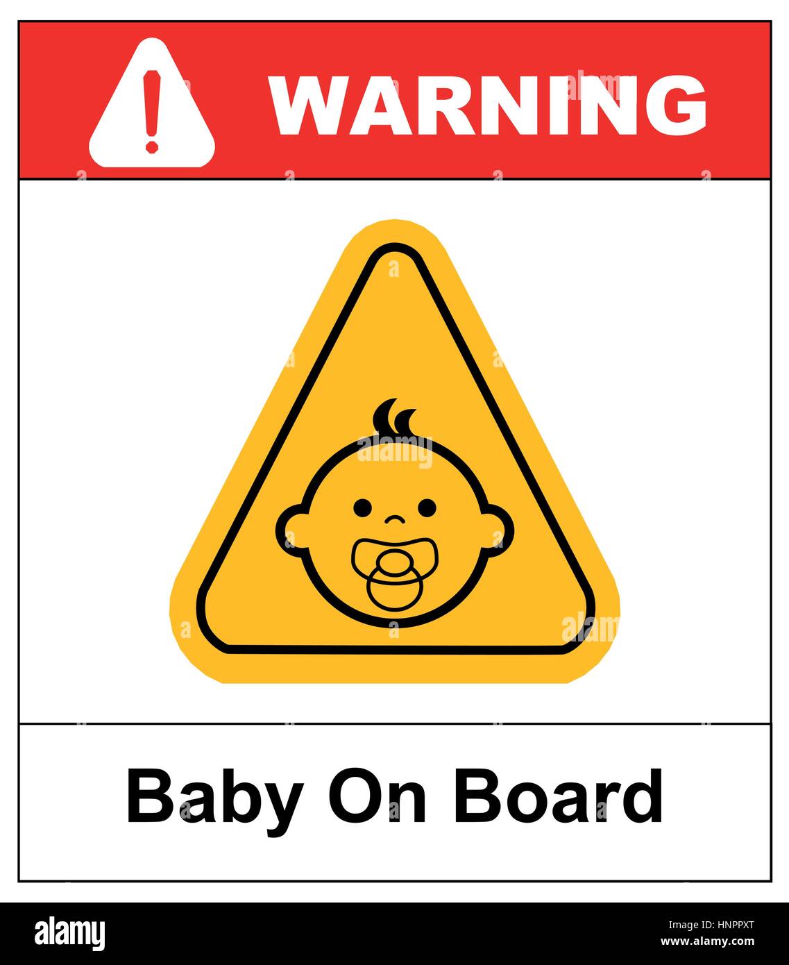 Baby on board sign on white background. Vector illustration. Warning ...