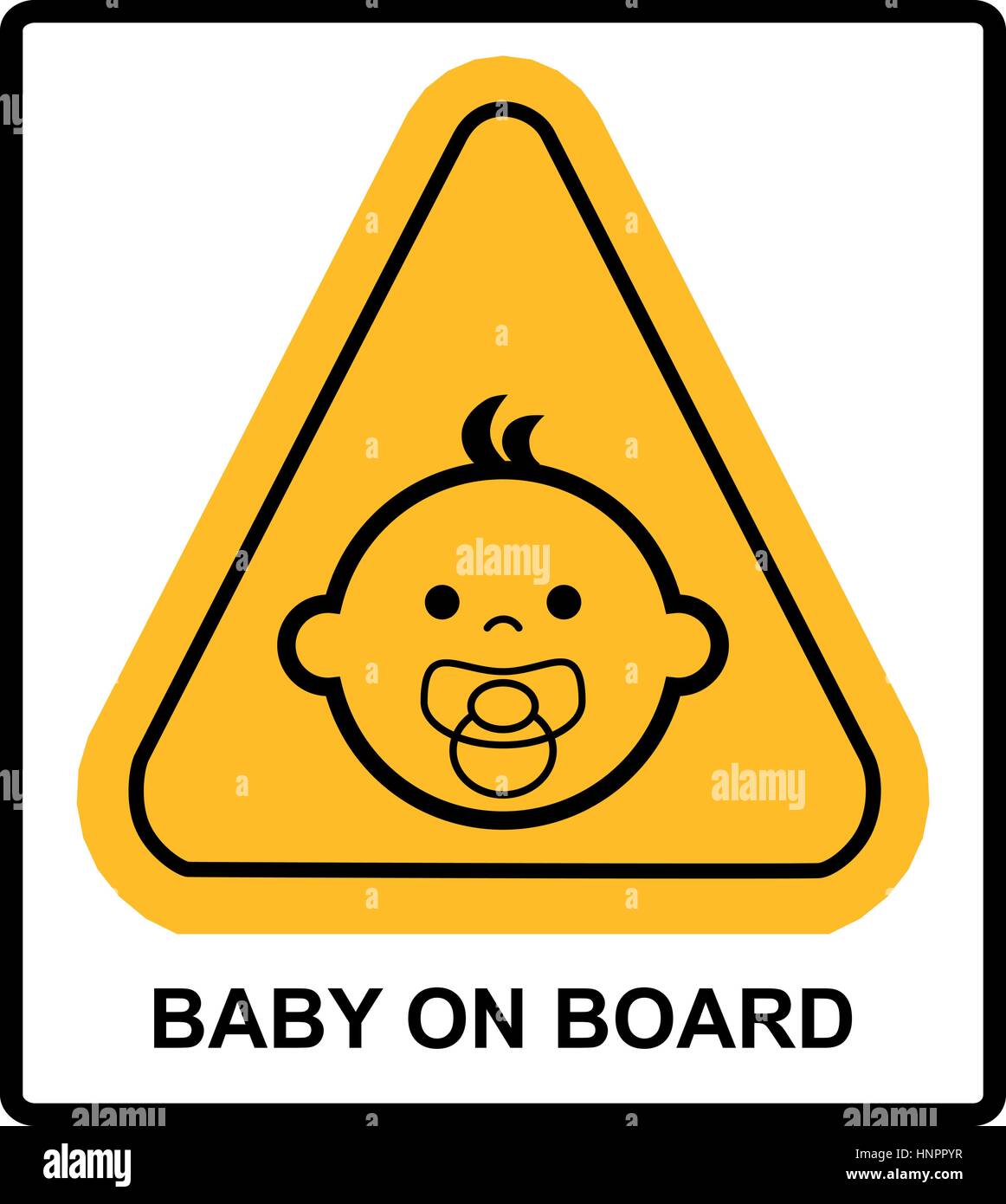 Baby on board sign on white background. Vector illustration. Warning ...