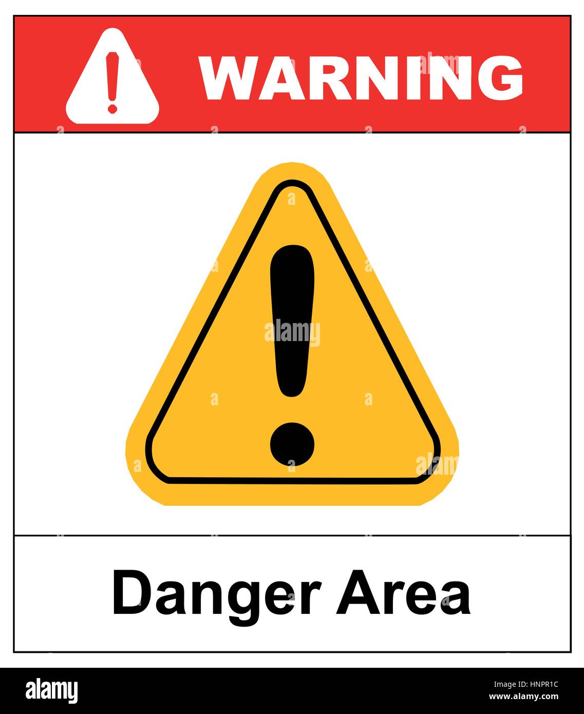 Exclamation danger area sign vector wanring banner in yellow triangle ...