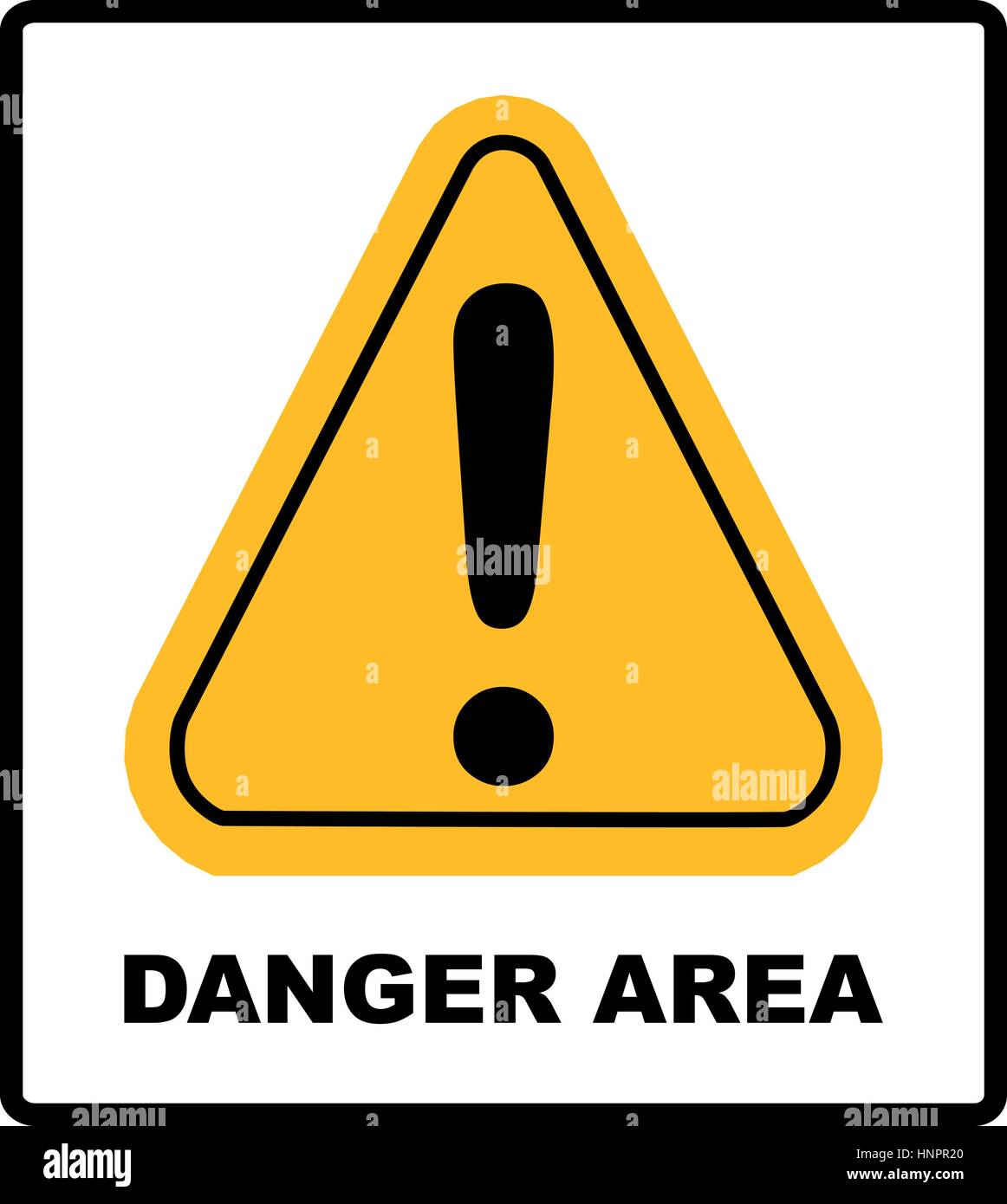 Exclamation danger area sign vector wanring banner in yellow triangle ...