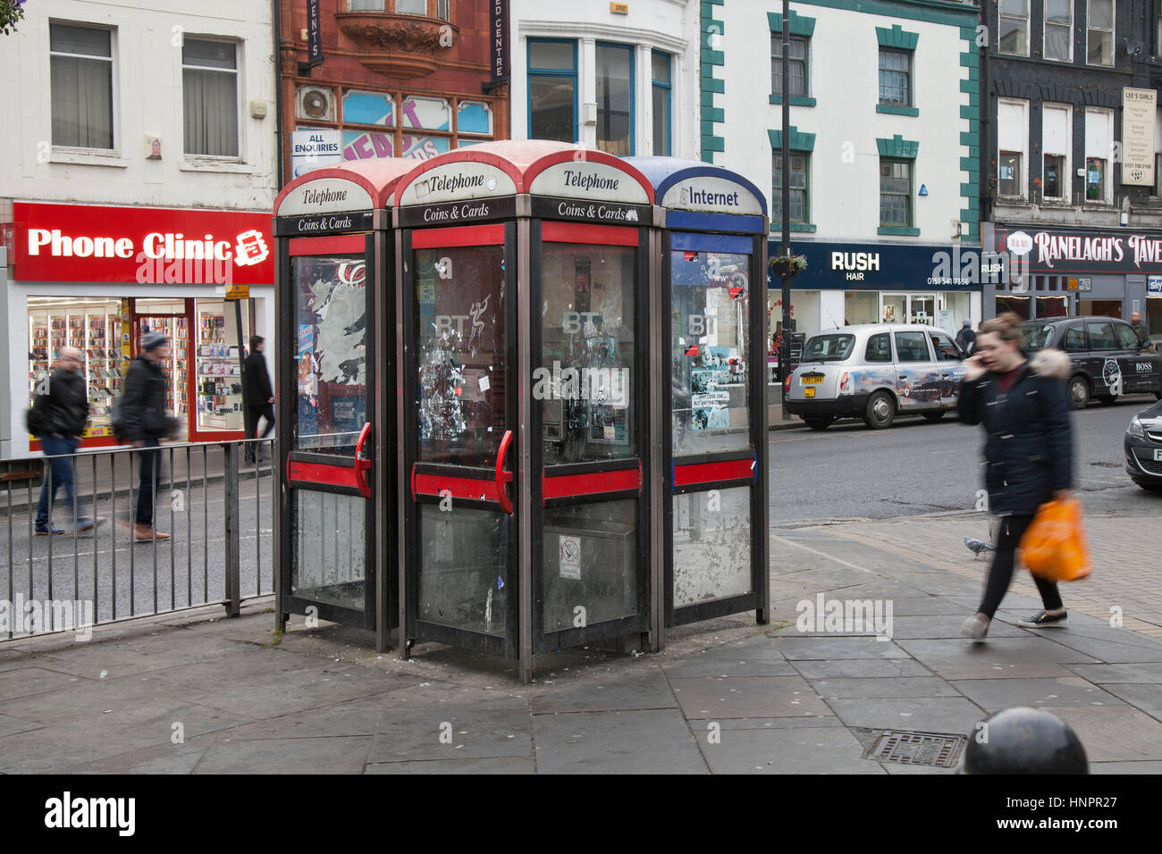 BT KX100 Disused, dirty KX kiosks , redundant red Telephone Boxes in ...