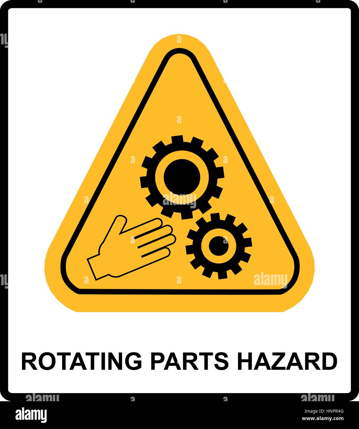 Rotating Parts Hazard for hands sign, vector illustration. Warning ...