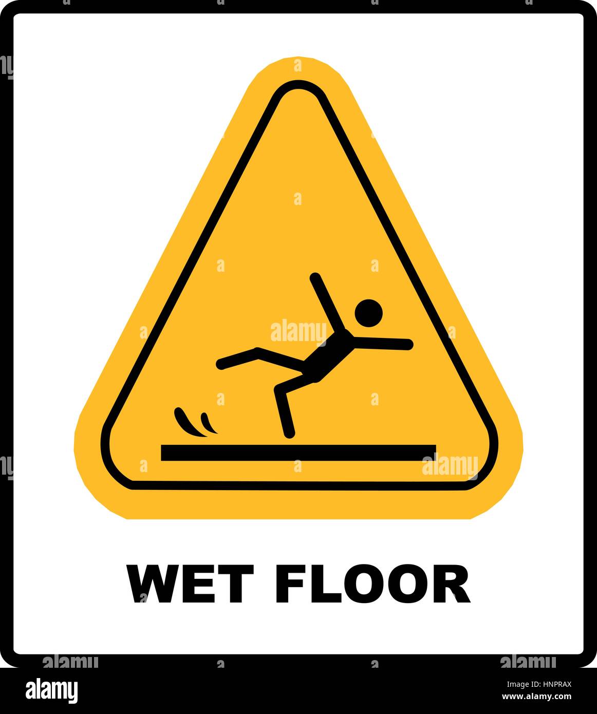 Caution wet floor. Vector warning sicker label for office and public ...