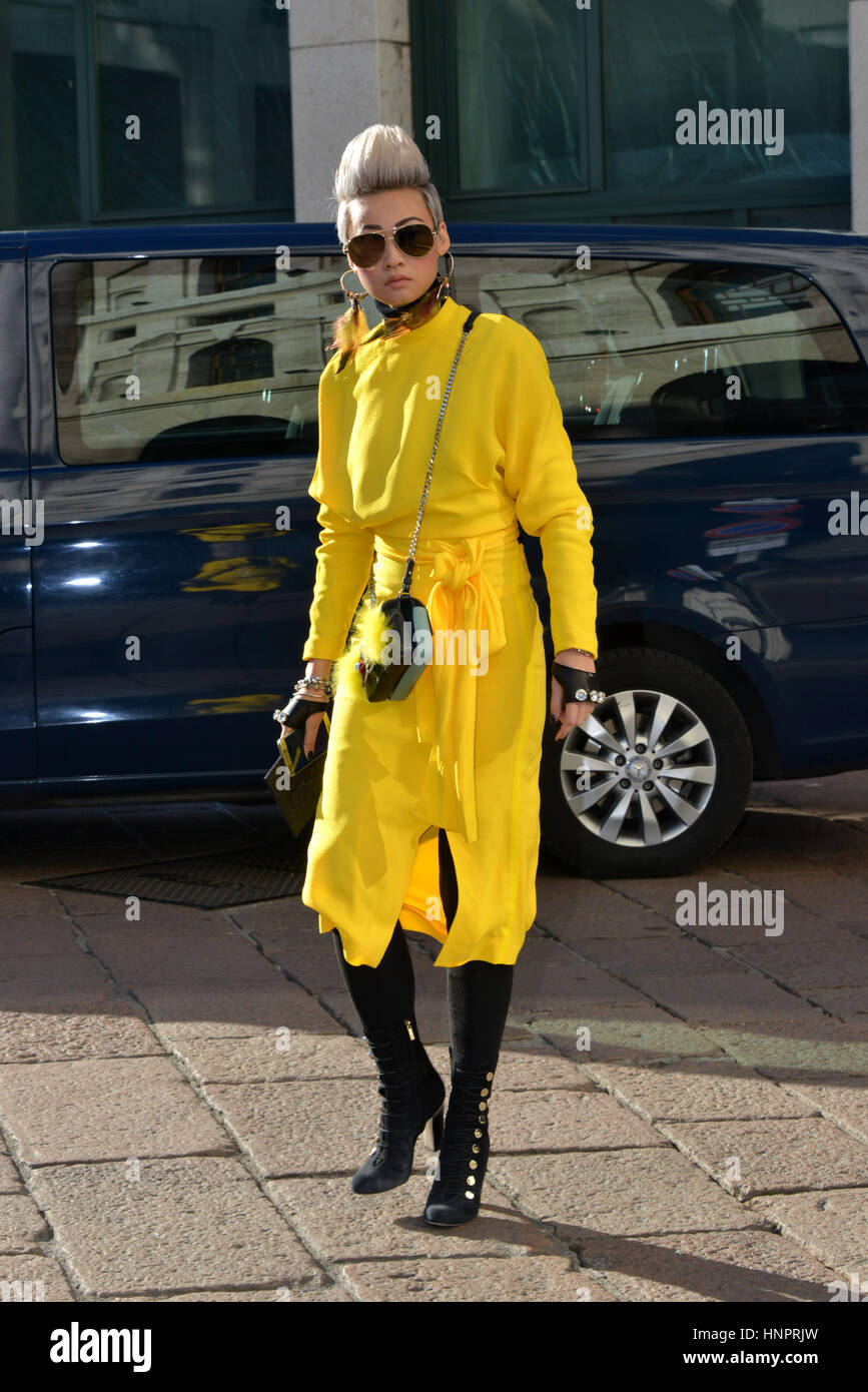 Esther Quek arriving for the Salvatore Ferragamo Fall/Winter 2017/18 ...