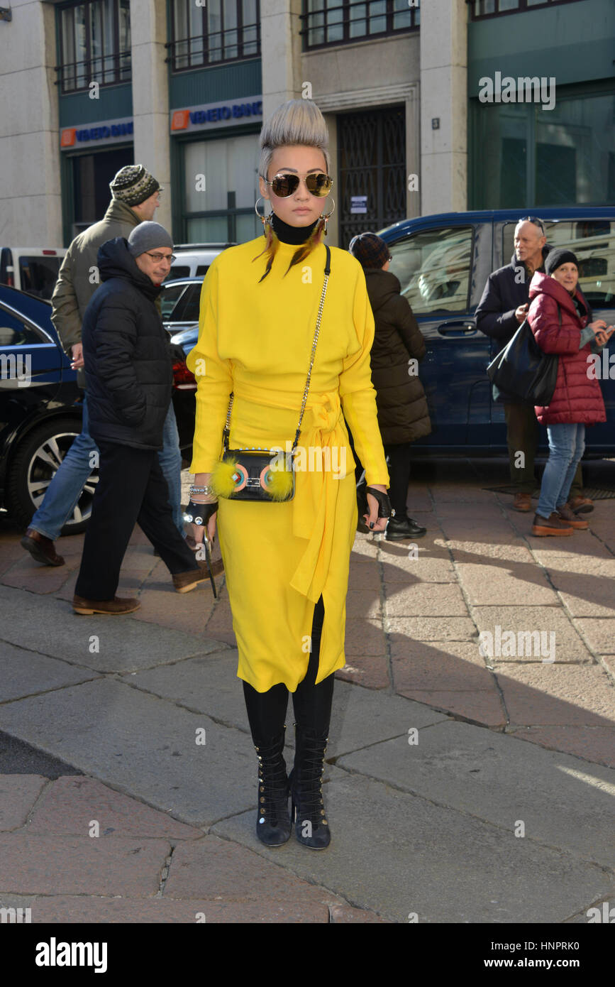Esther Quek arriving for the Salvatore Ferragamo Fall/Winter 2017/18 ...