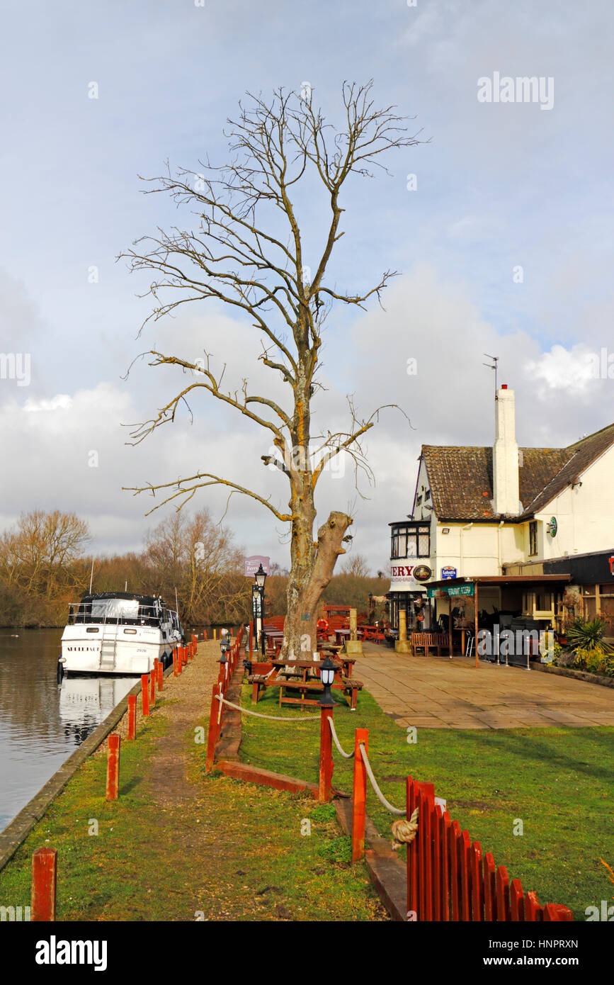 A view of the Ferry Inn on the Norfolk Broads at Horning, Norfolk ...