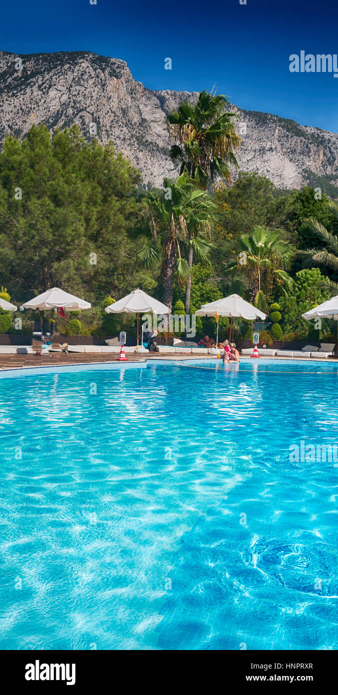 blur in turkey resort pool luxury vacation and background mountain ...