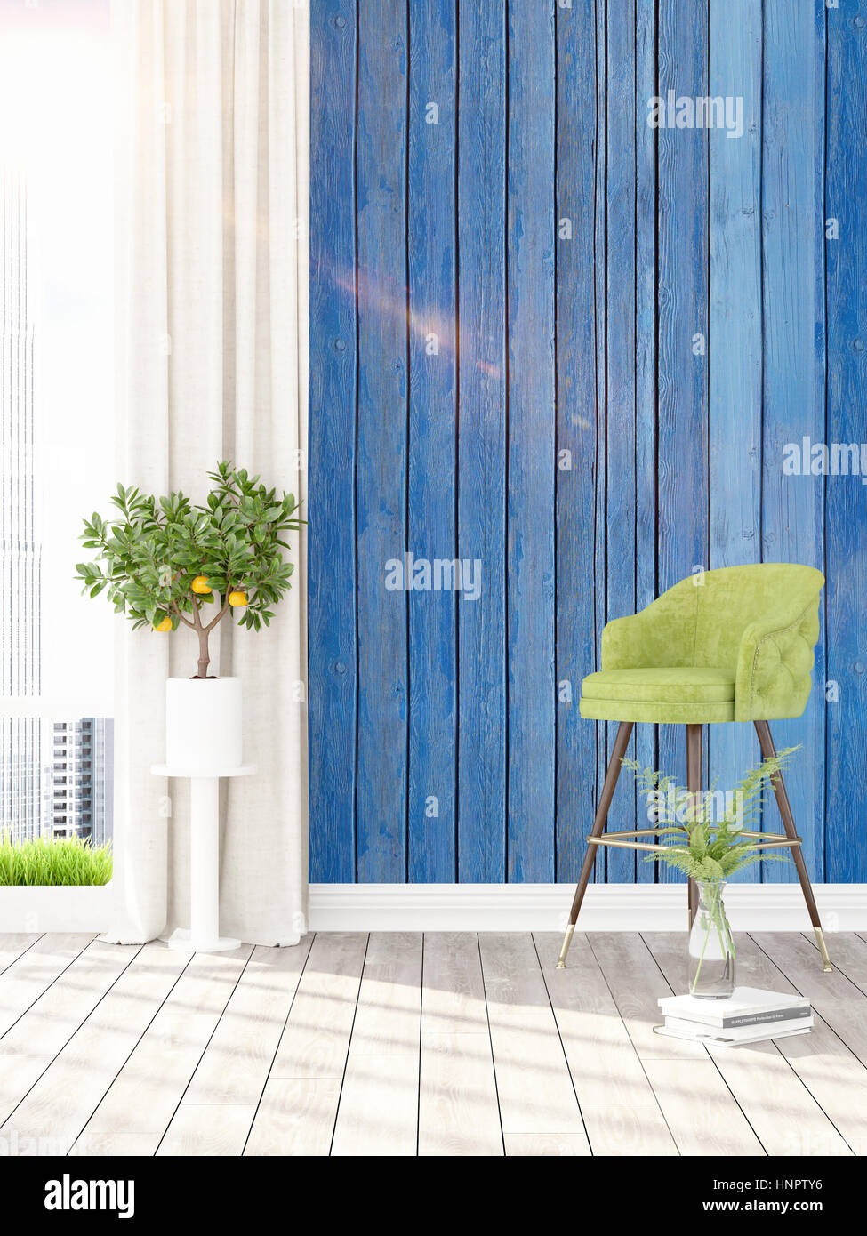 Modern bright interior . 3D rendering Stock Photo - Alamy