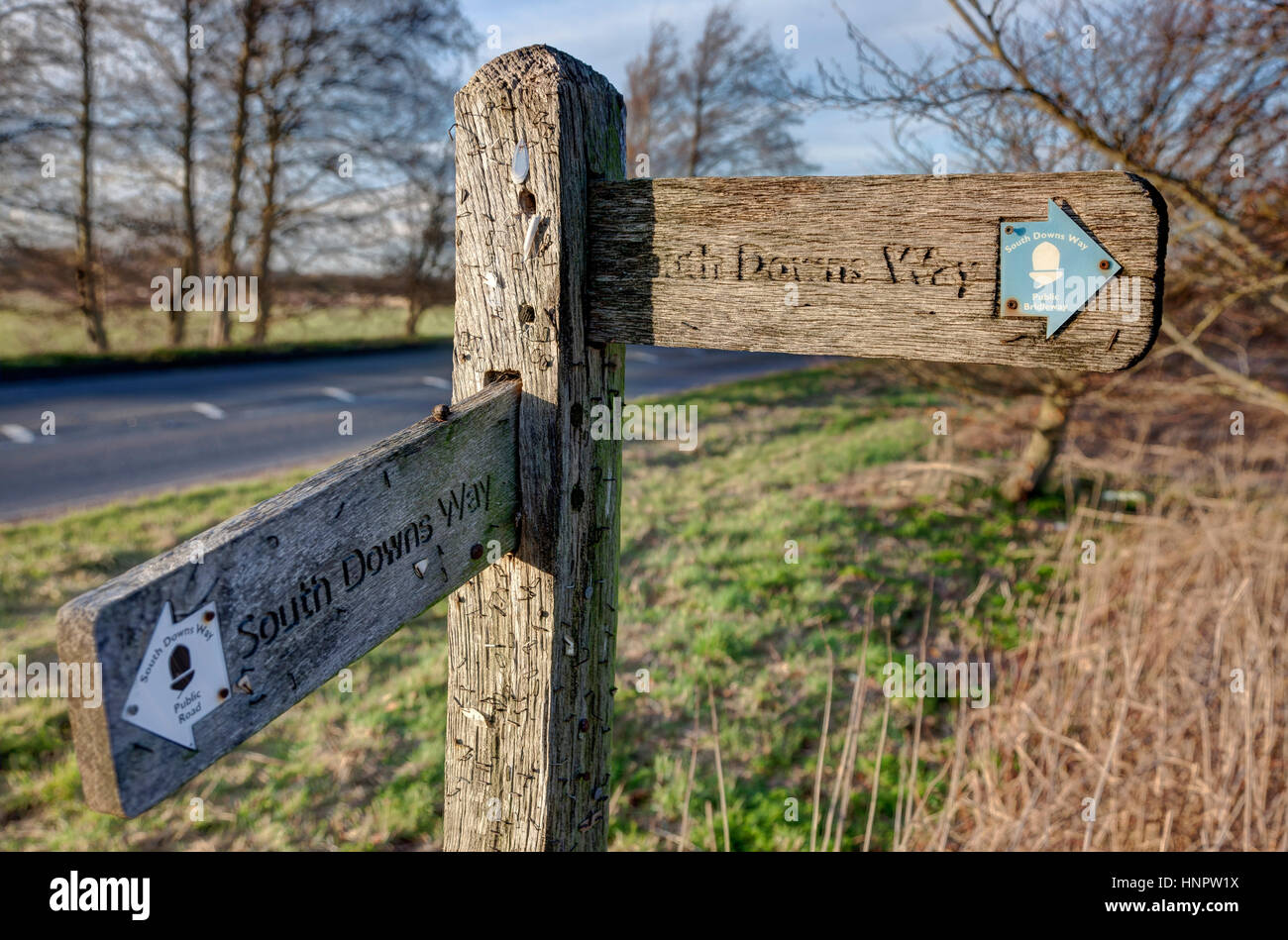 Signpost South Downs Way West Sussex Stock Photo - Alamy