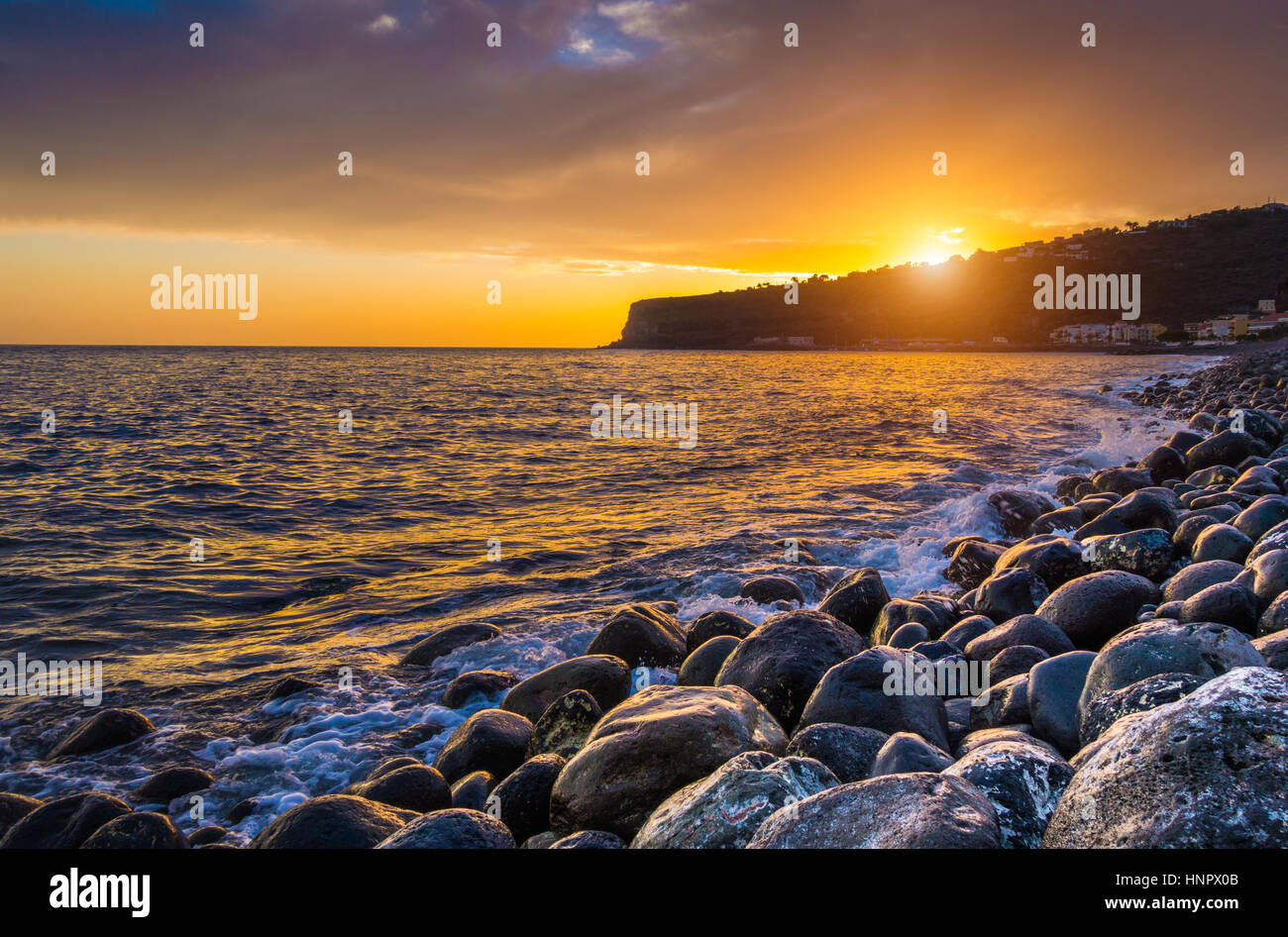 Panorama view of amazing ocean scenery with rocks on a beach in ...