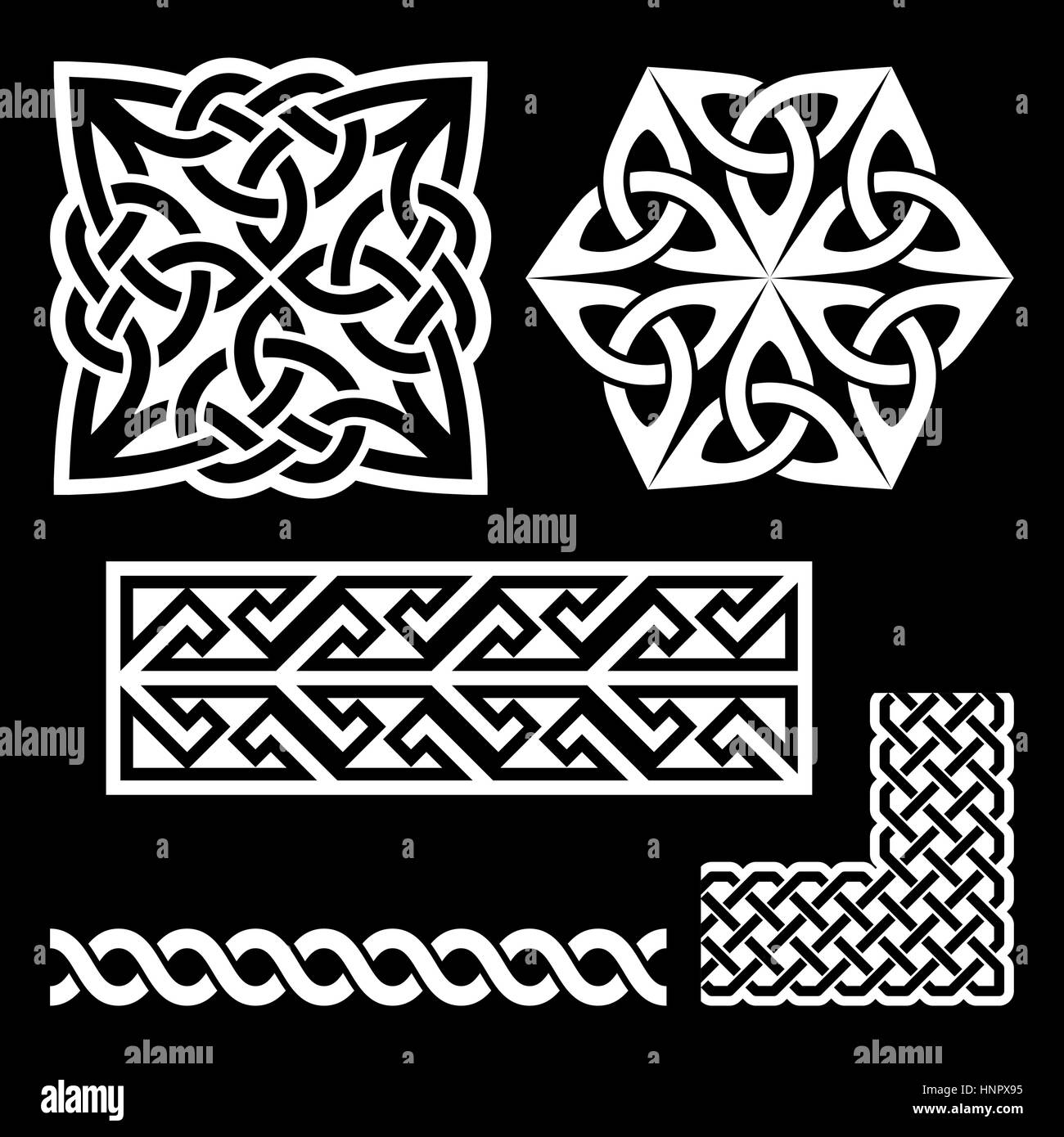 Celtic Irish and Scottish white patterns - knots, braids, key patterns ...