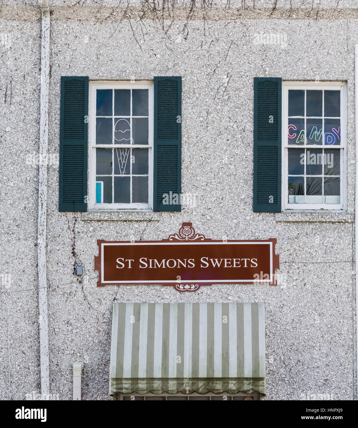 Saint Simons Sweets shop sign Stock Photo - Alamy