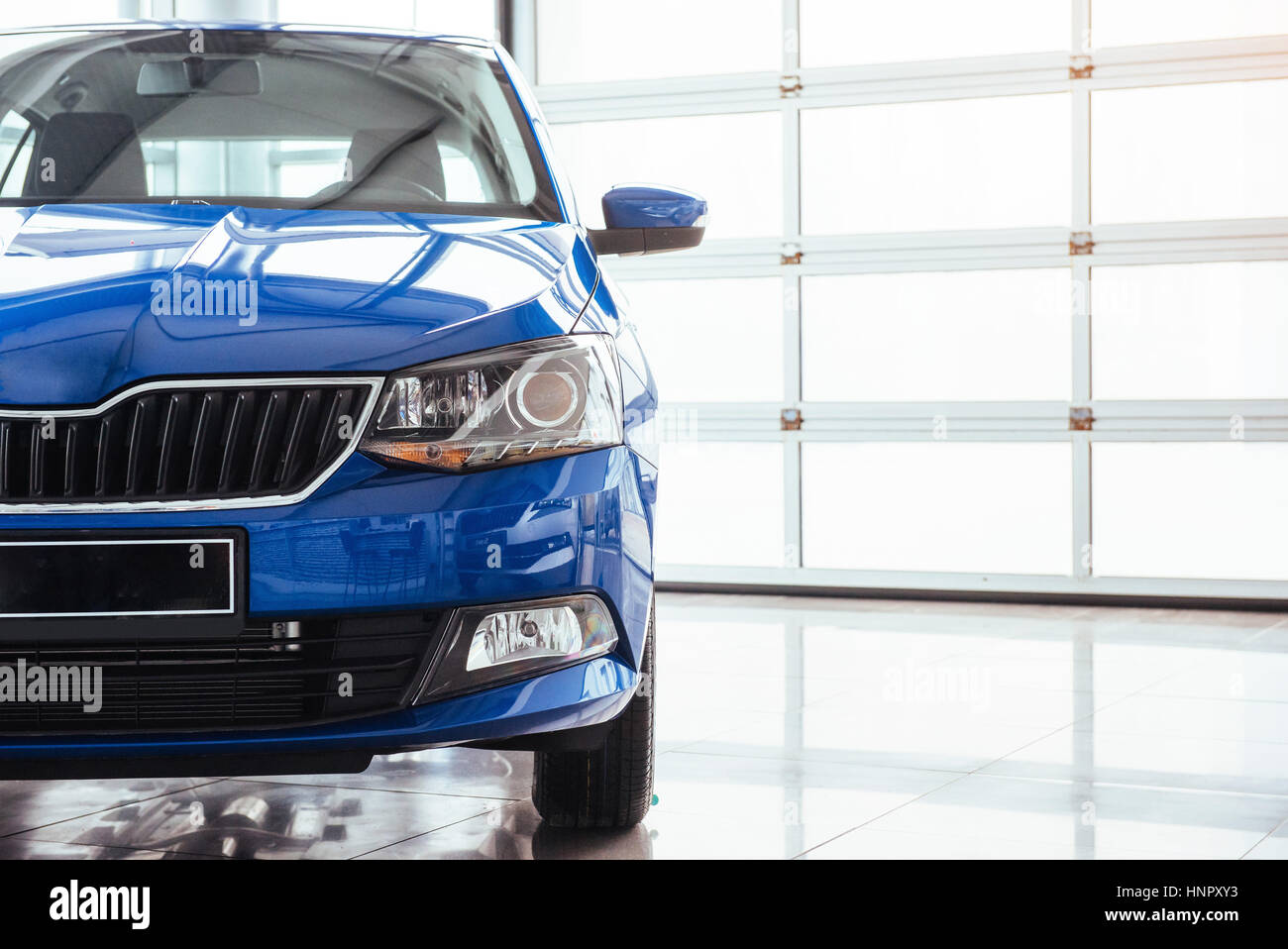 Headlights hood blue sports car hi-res stock photography and images - Alamy