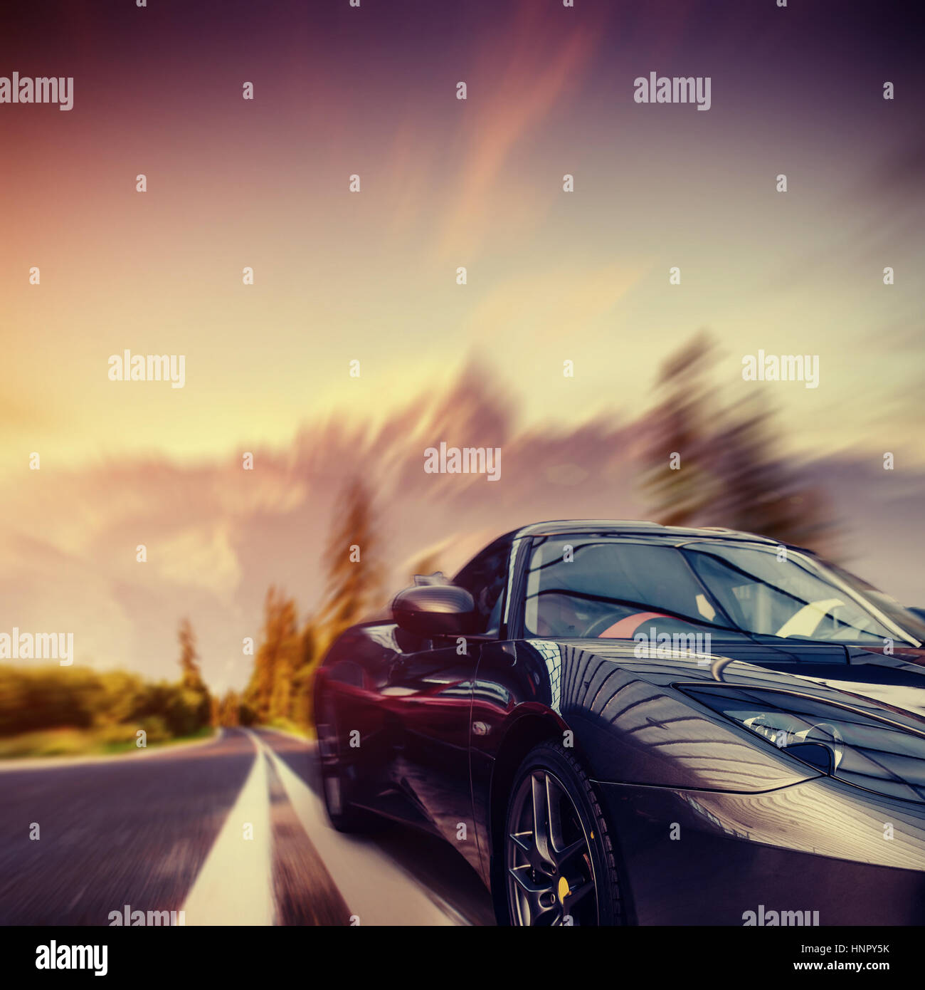 vintage retro car on the road Stock Photo - Alamy