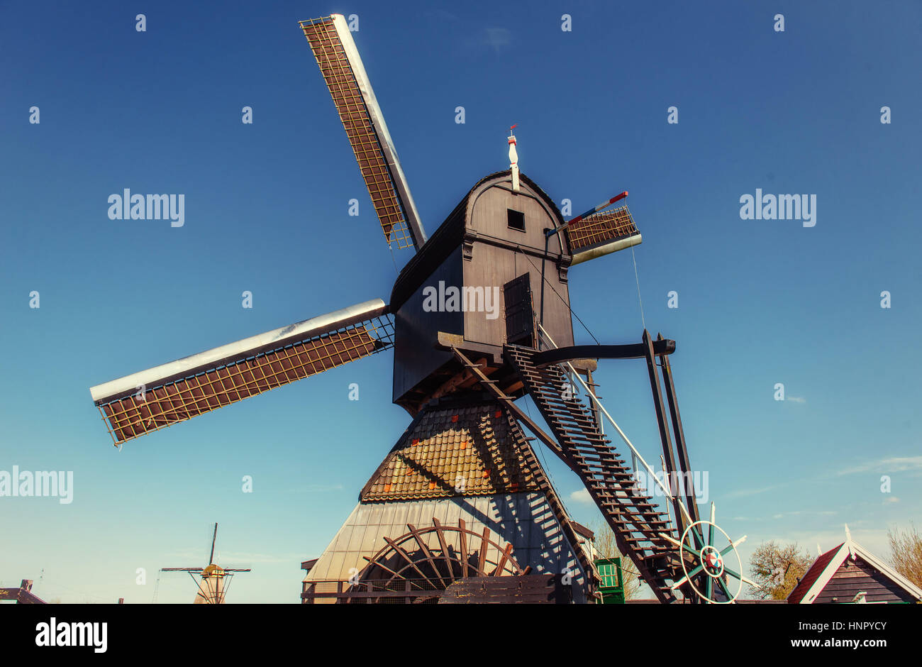 Traditional Dutch windmills from the channel Rotterdam. Holland Stock ...