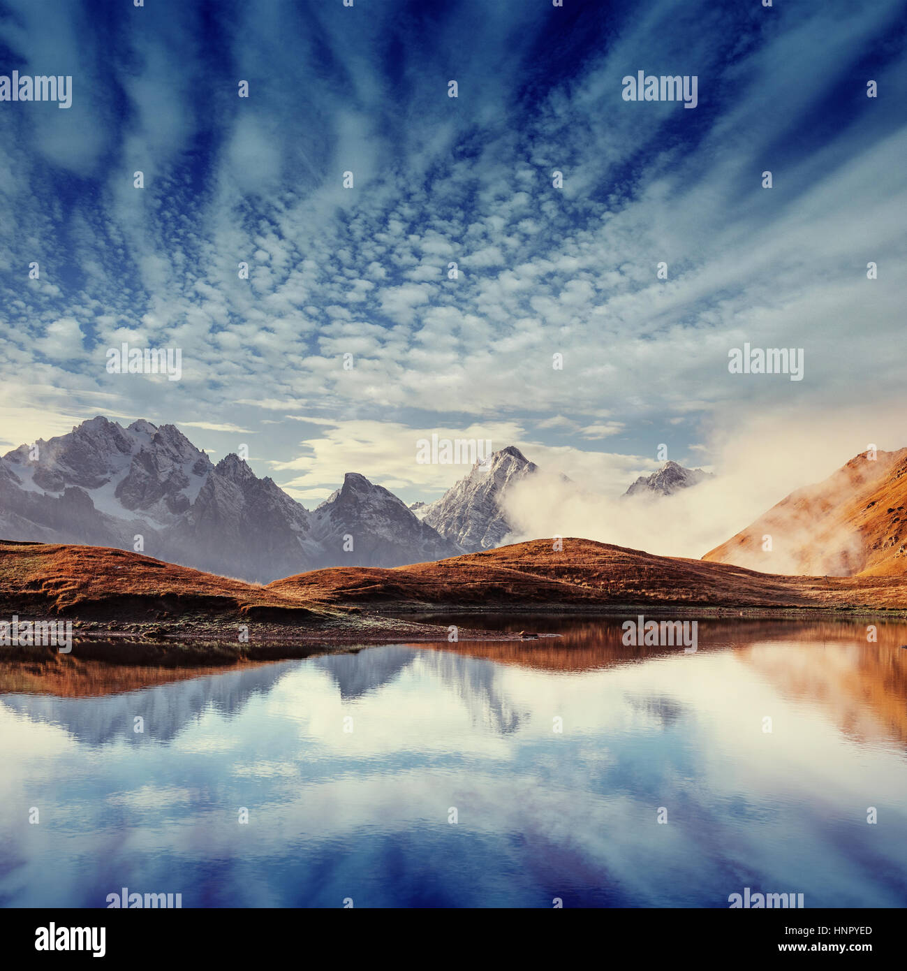 The picturesque landscape in the mountains. Upper Svaneti Stock Photo ...