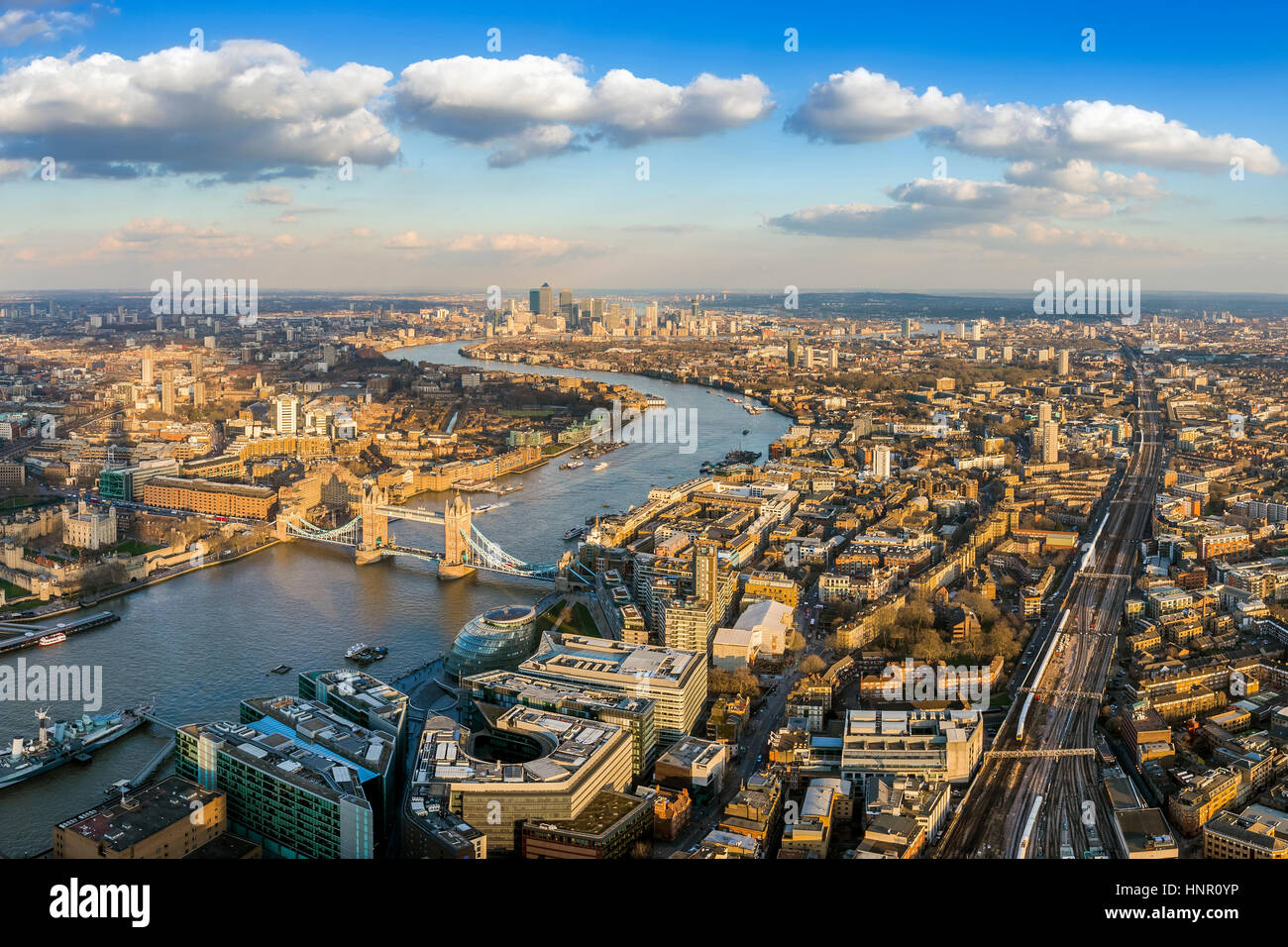 London, England - Panoramic aerial view of London with the famous Tower ...