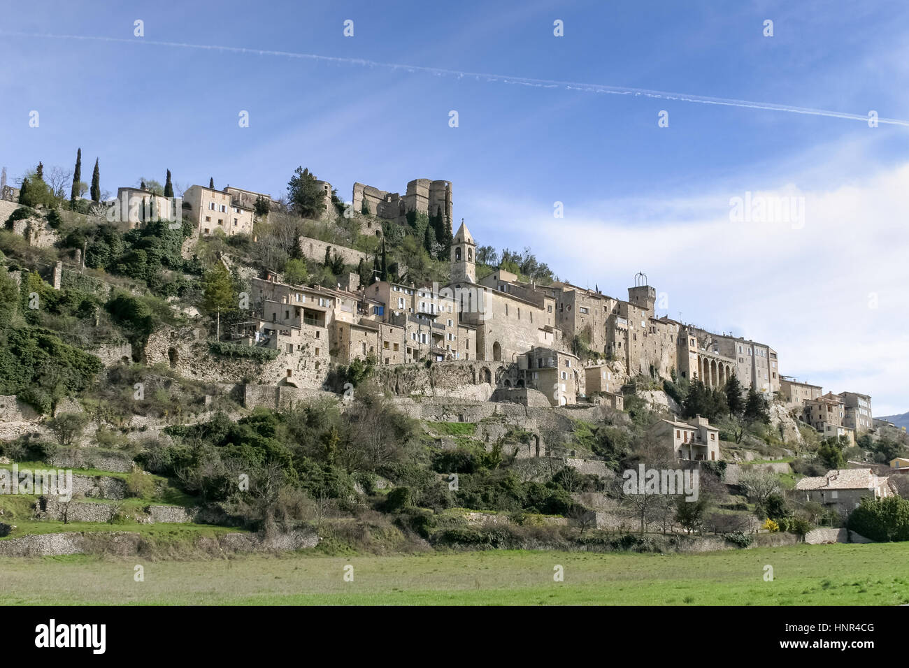 The medieval village of Montbrun-les-Bains, Provence, Departement Drome ...