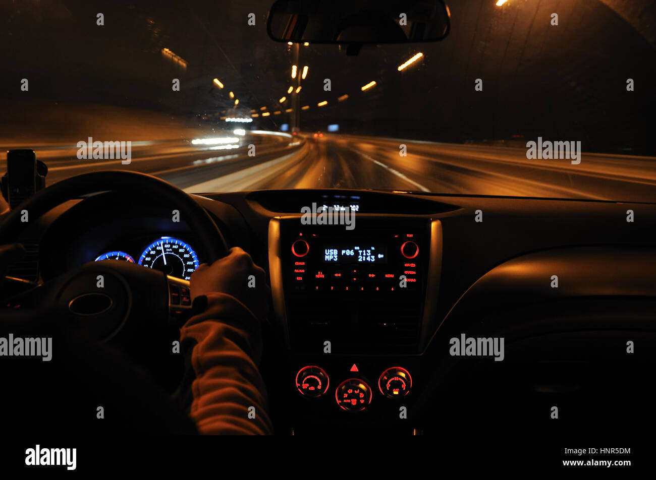 Night drive from car view Stock Photo - Alamy