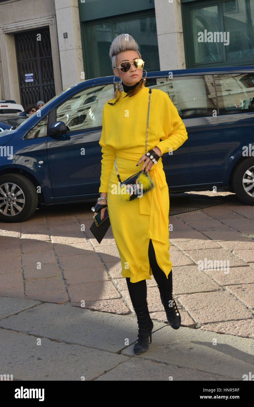 Esther Quek arriving for the Salvatore Ferragamo Fall/Winter 2017/18 ...