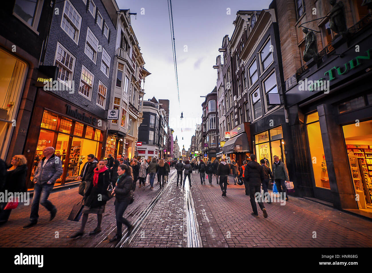 Leidsestraat, one of the famous shopping streets in Amsterdam Stock ...