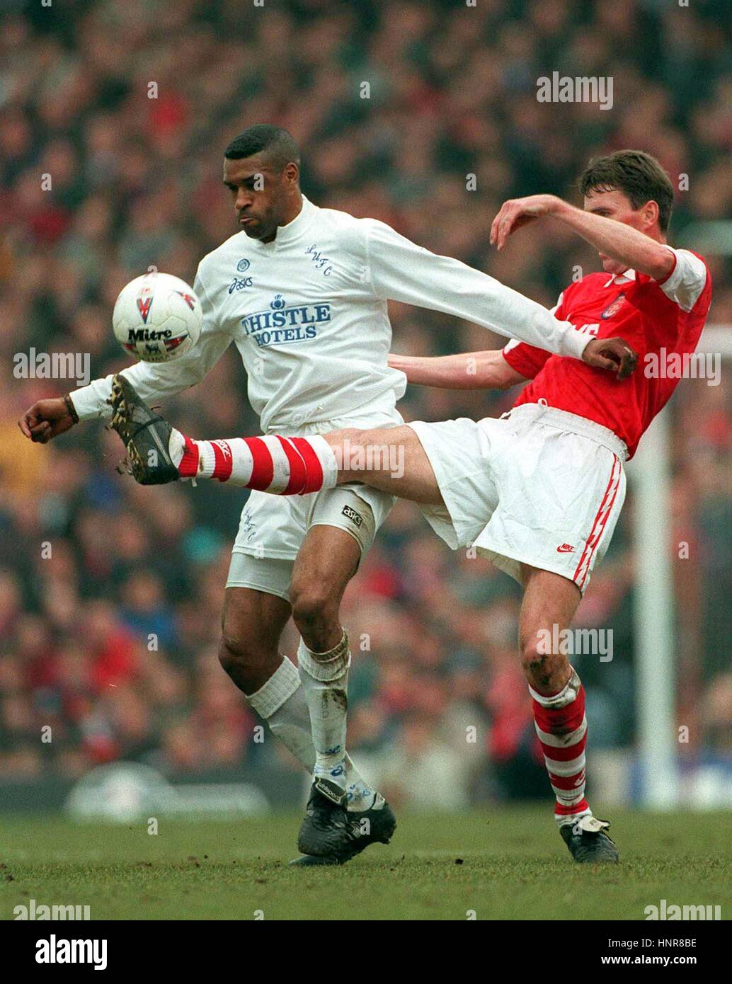 BRIAN DEANE & ANDY LINIGHAN ARSENAL V LEEDS 06 April 1996 Stock Photo ...