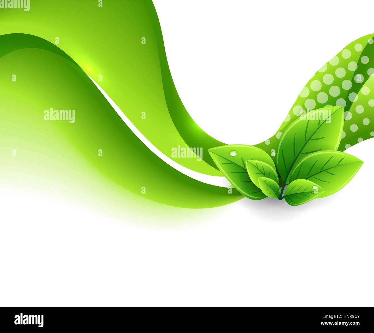 Vector eco leaves and green wave. Abstract ecology background Stock ...