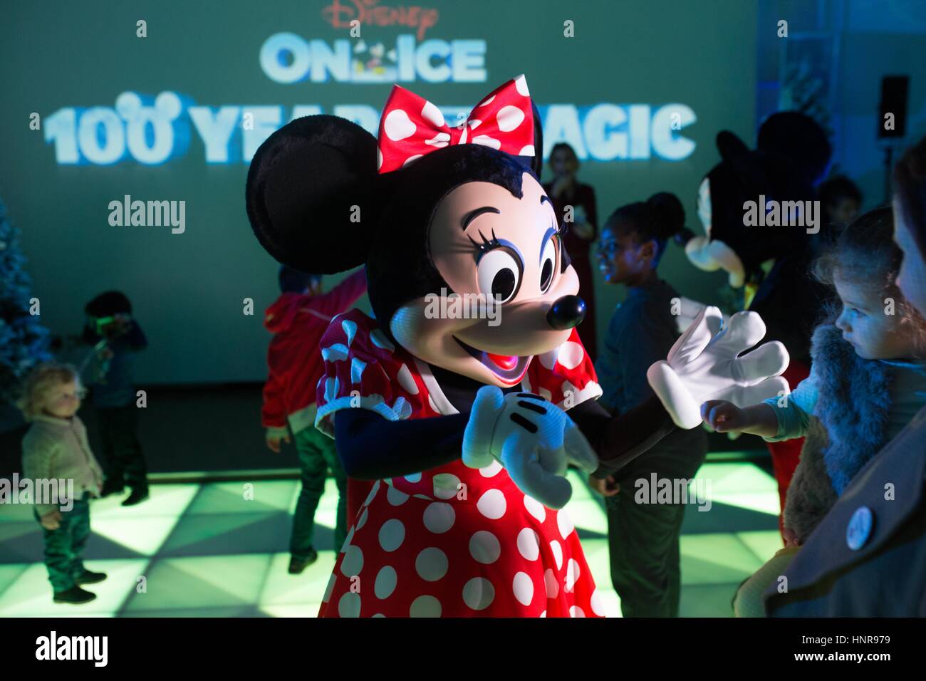 EDITORIAL USE ONLY Minnie Mouse and Mickey Mouse dancing at the Disney ...