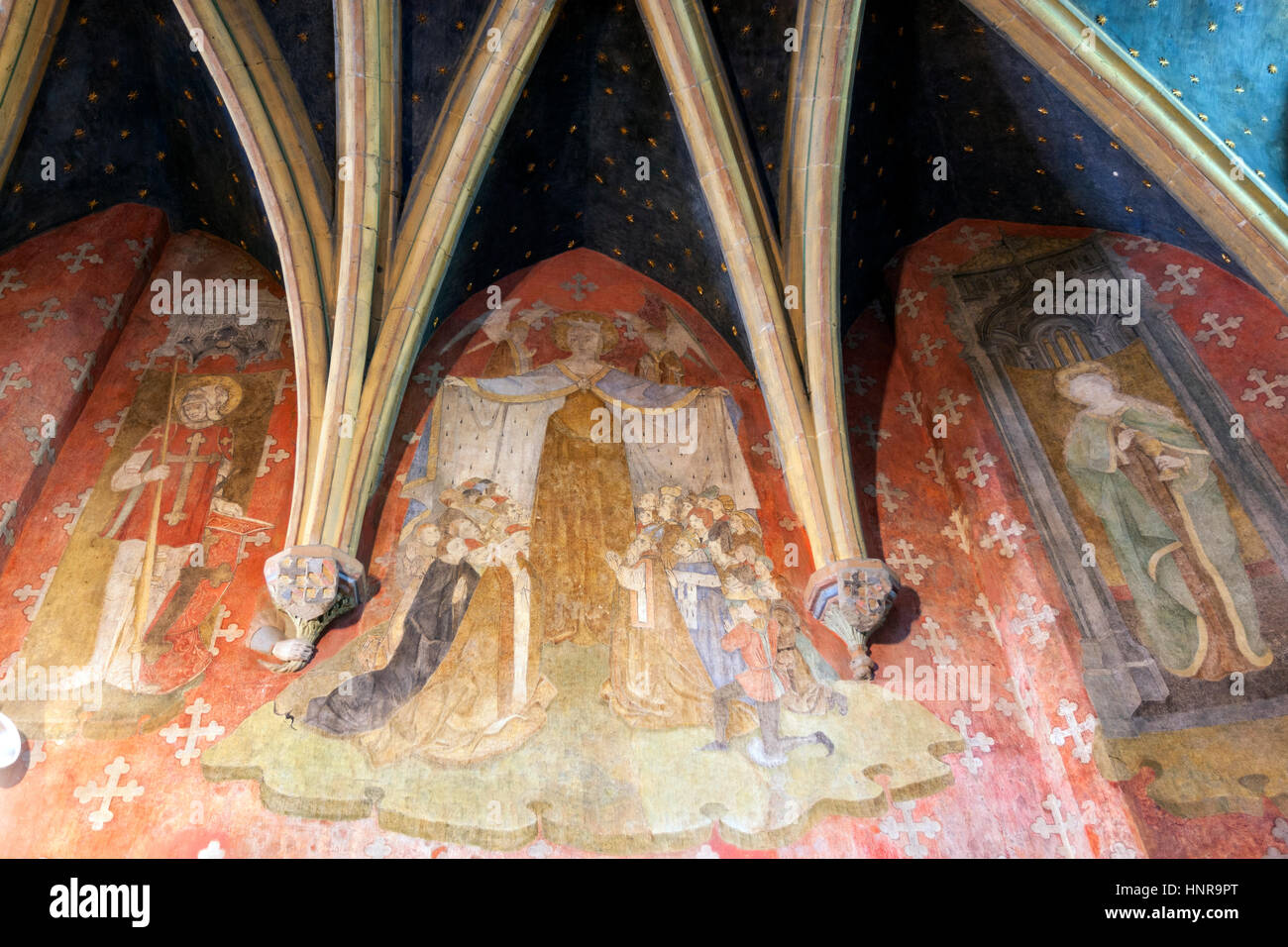 Wall paintings in the interior of Payerne Priory, Abbatiale Notre-Dame ...