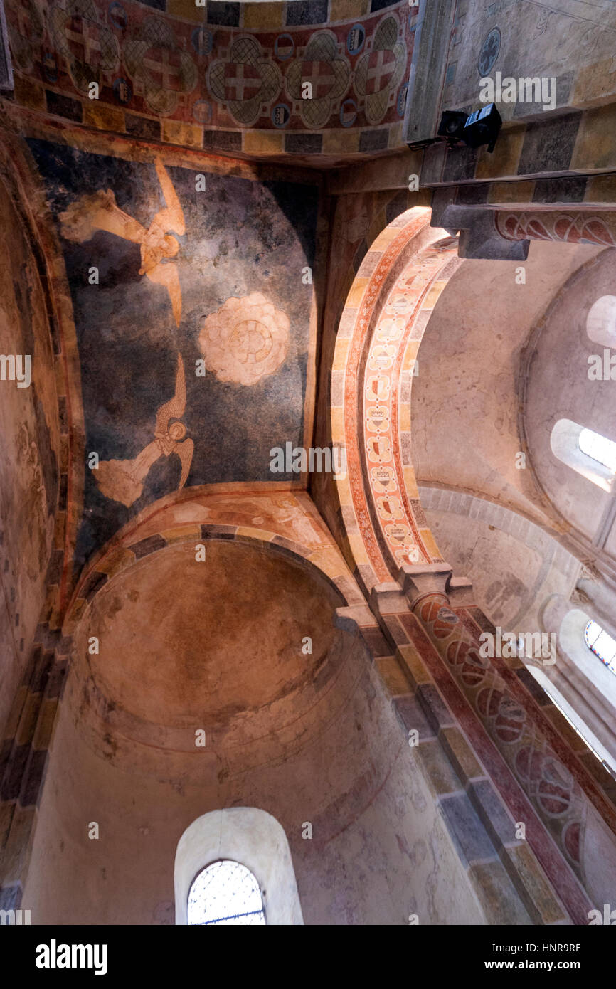 Wall paintings in the interior of Payerne Priory, Abbatiale Notre-Dame ...