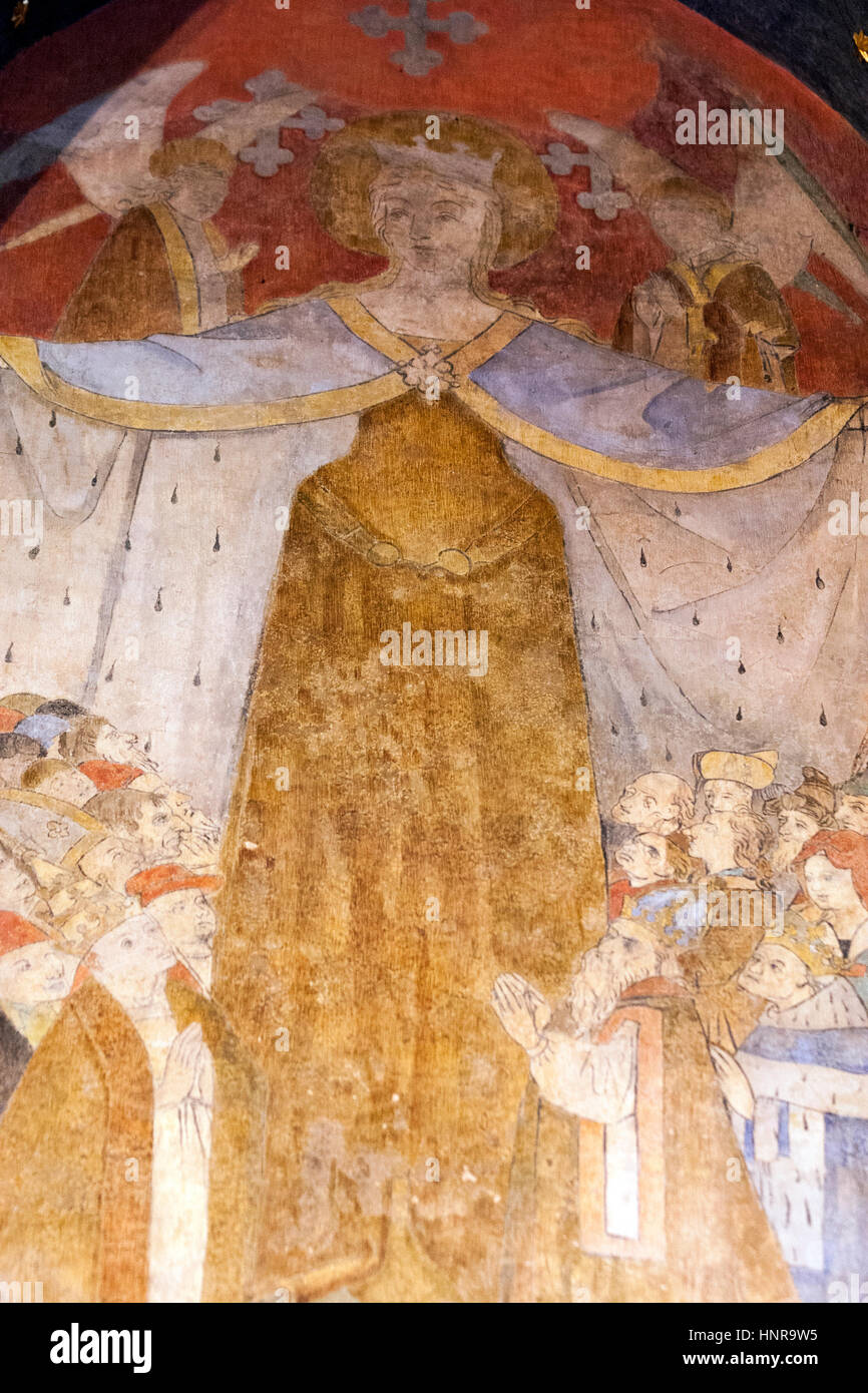 Wall paintings in the interior of Payerne Priory, Abbatiale Notre-Dame ...