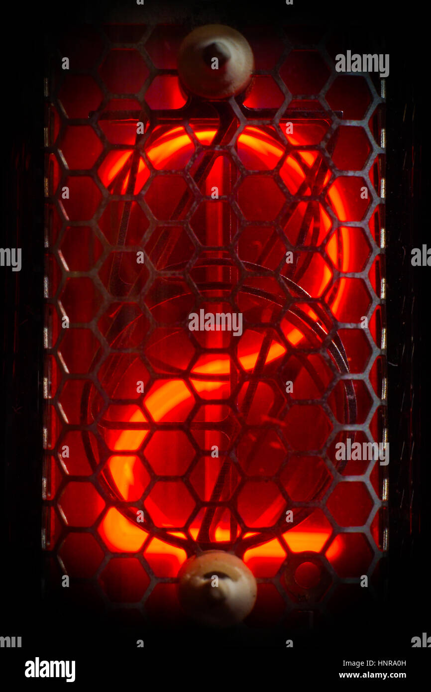 The real Nixie tube indicator of the numbers of retro style Stock Photo ...