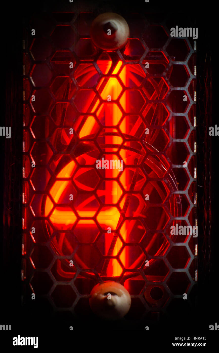 The real Nixie tube indicator of the numbers of retro style Stock Photo ...