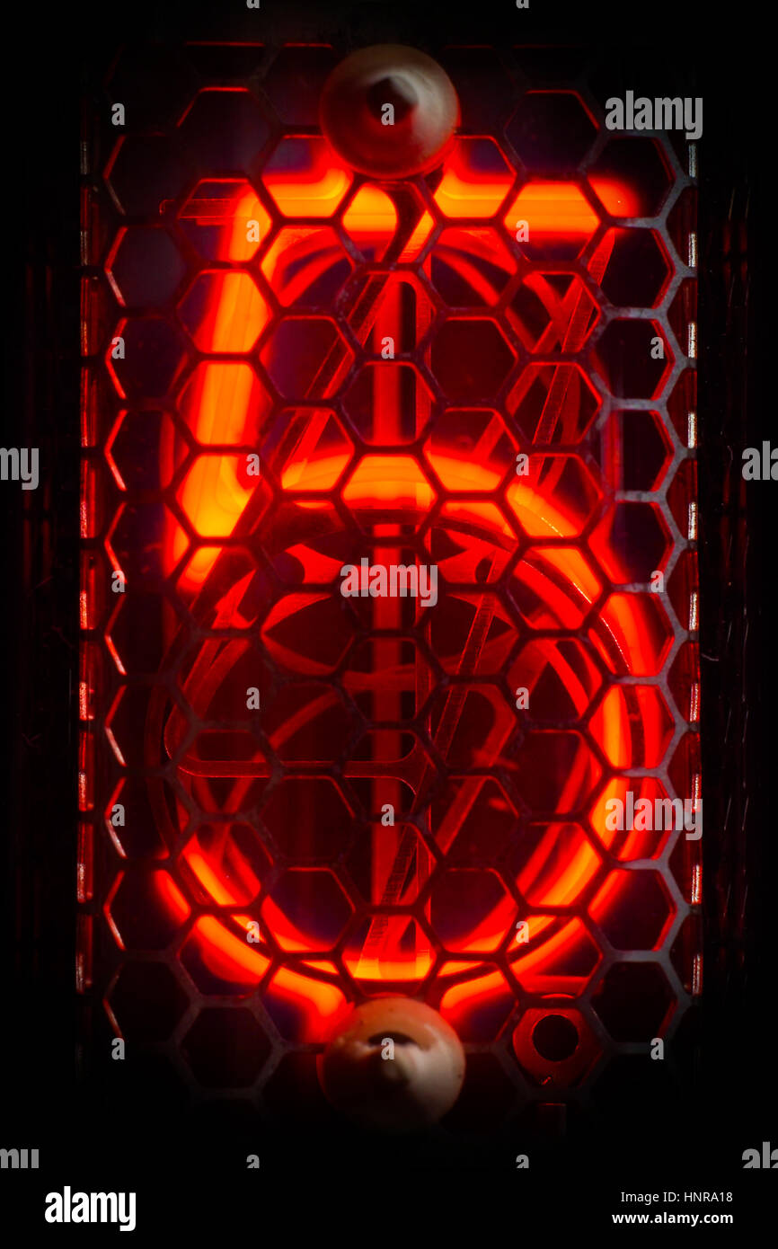 The real Nixie tube indicator of the numbers of retro style Stock Photo ...