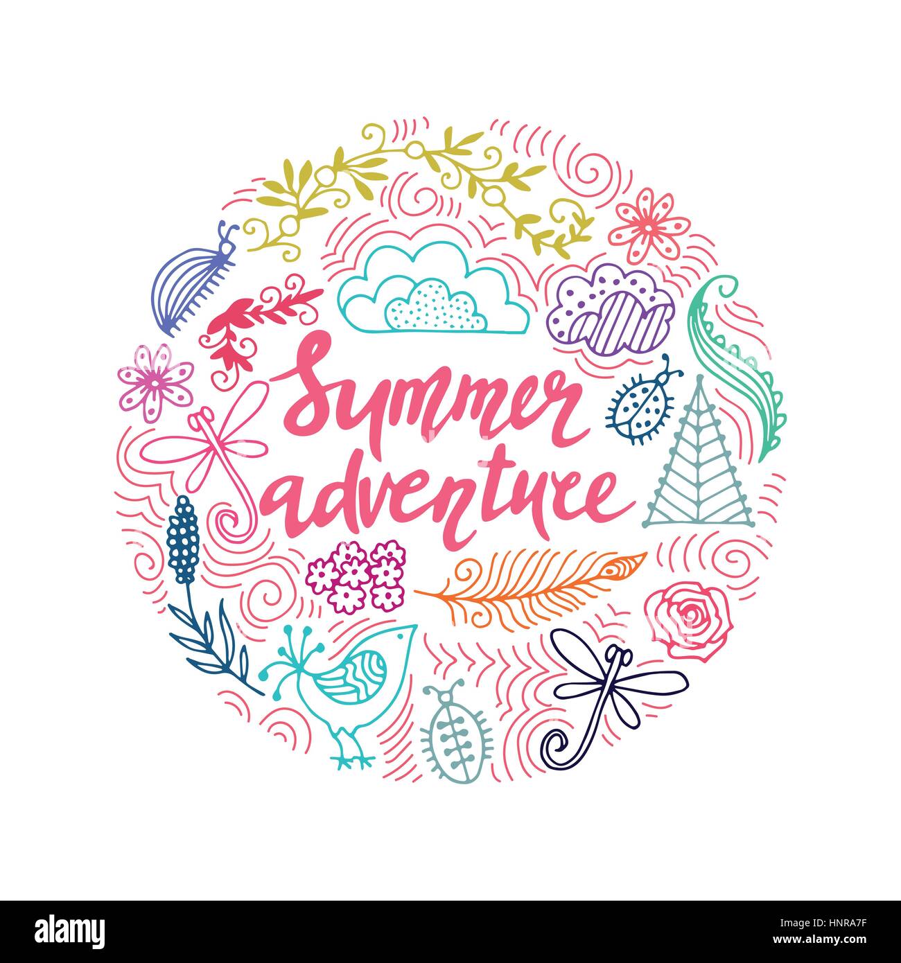 hand drawn summer themed phrases. Modern style lettering. Summer ...