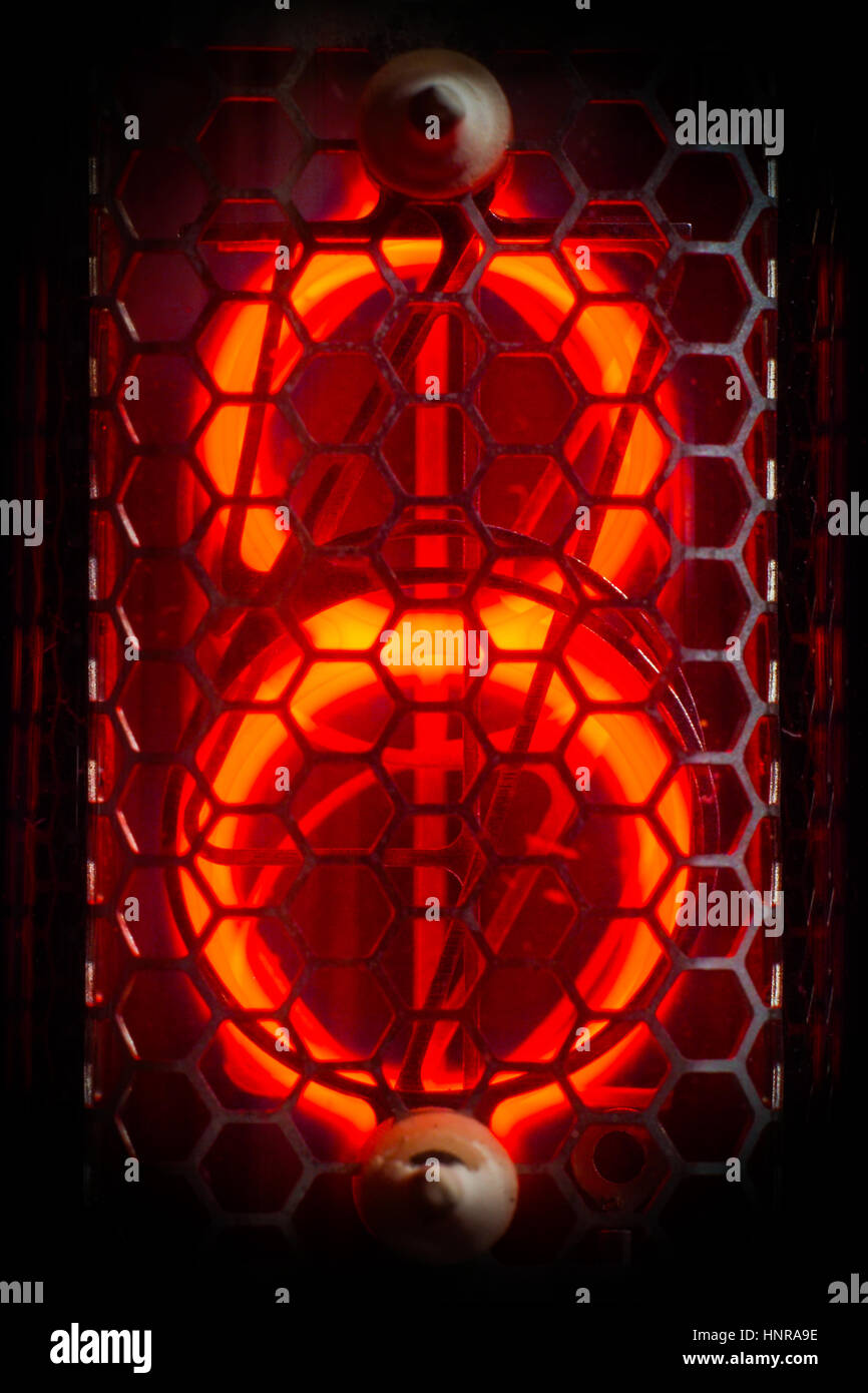 The real Nixie tube indicator of the numbers of retro style Stock Photo ...