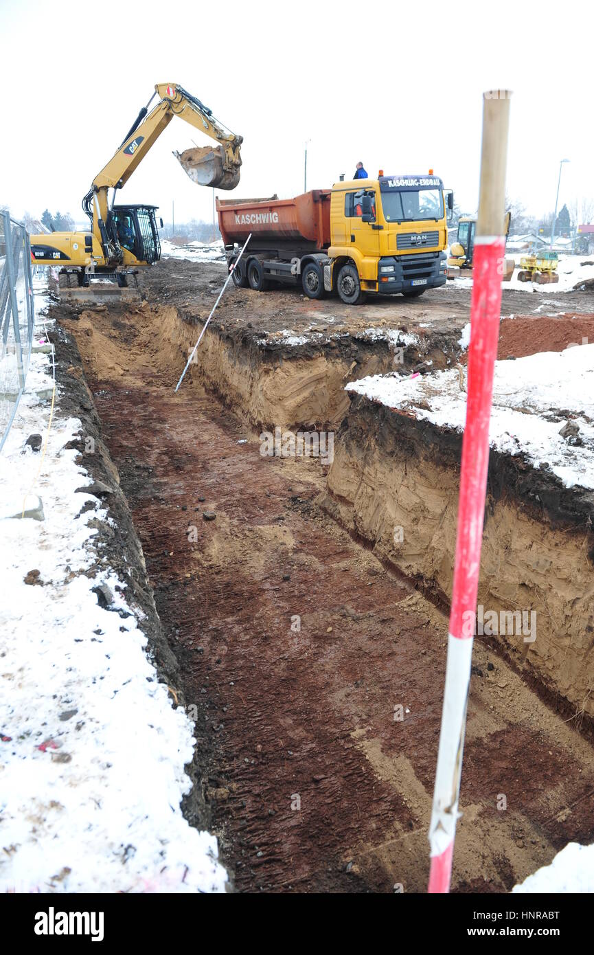 Worms, Germany - January 14, 2010: Road construction site to solve ...