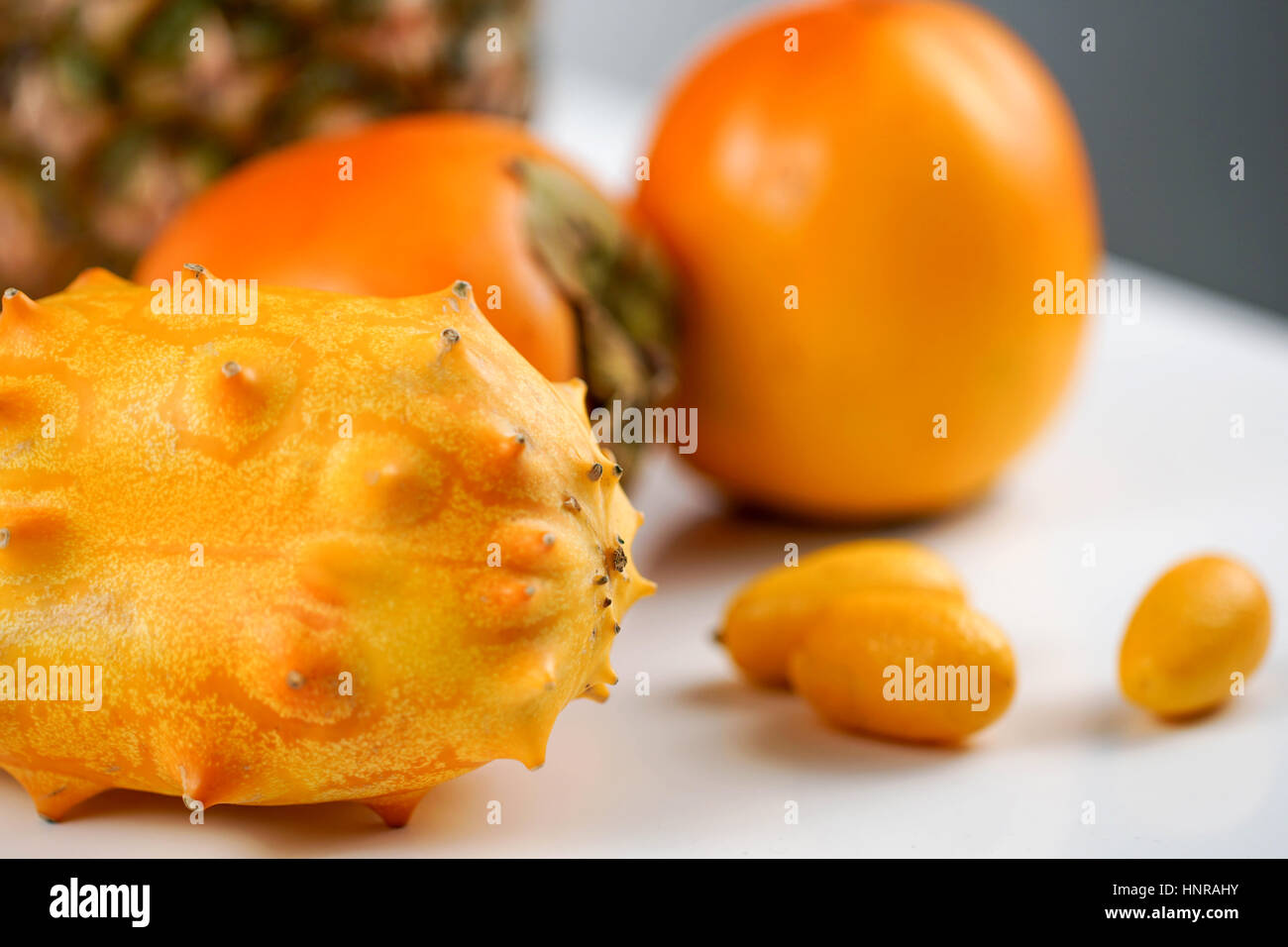 Close-up of kiwano melon on a fruit background. Tropical concept Stock ...